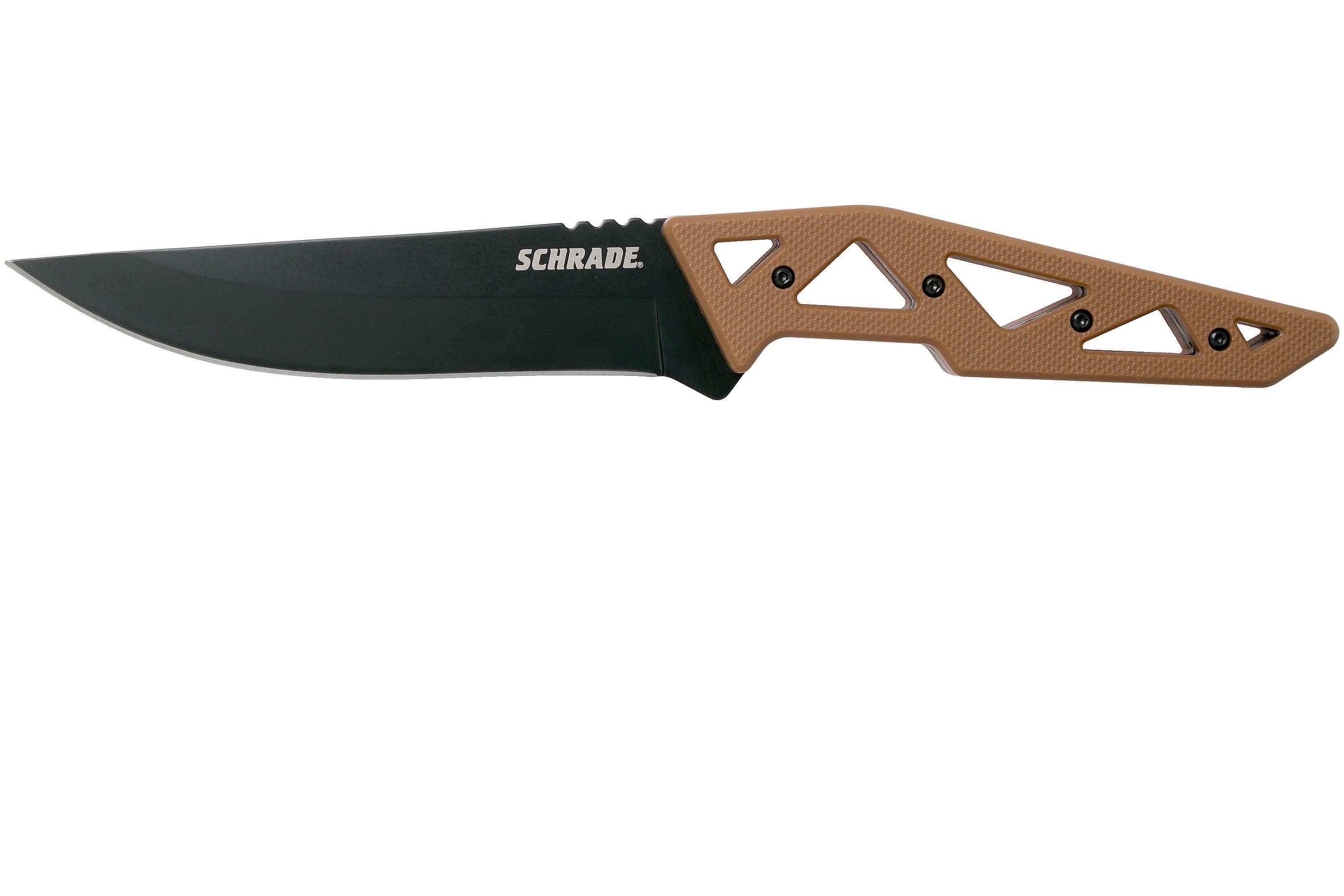 Schrade Frontier Fixed Knife 4.5" 1124284 Tan & Black FRN pocket knife ...