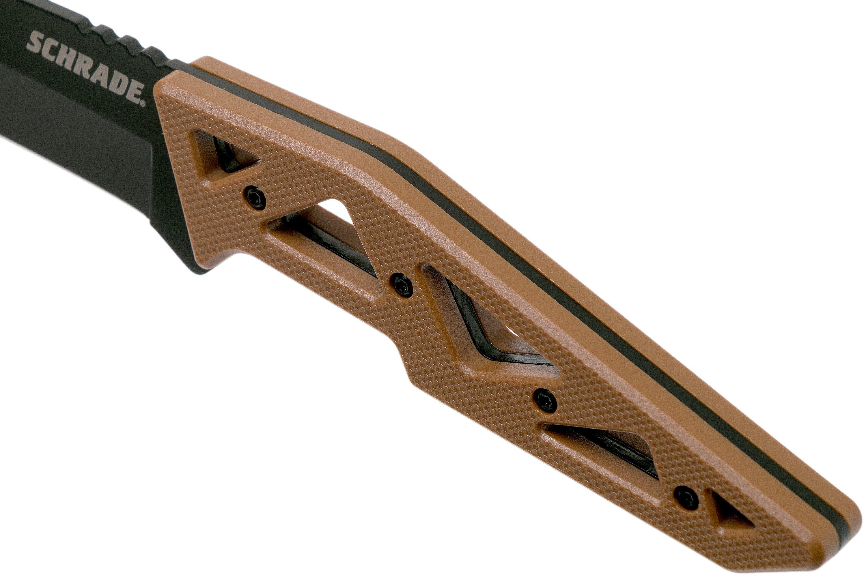 Schrade Frontier Fixed Knife 4.5" 1124284 Tan & Black FRN pocket knife ...