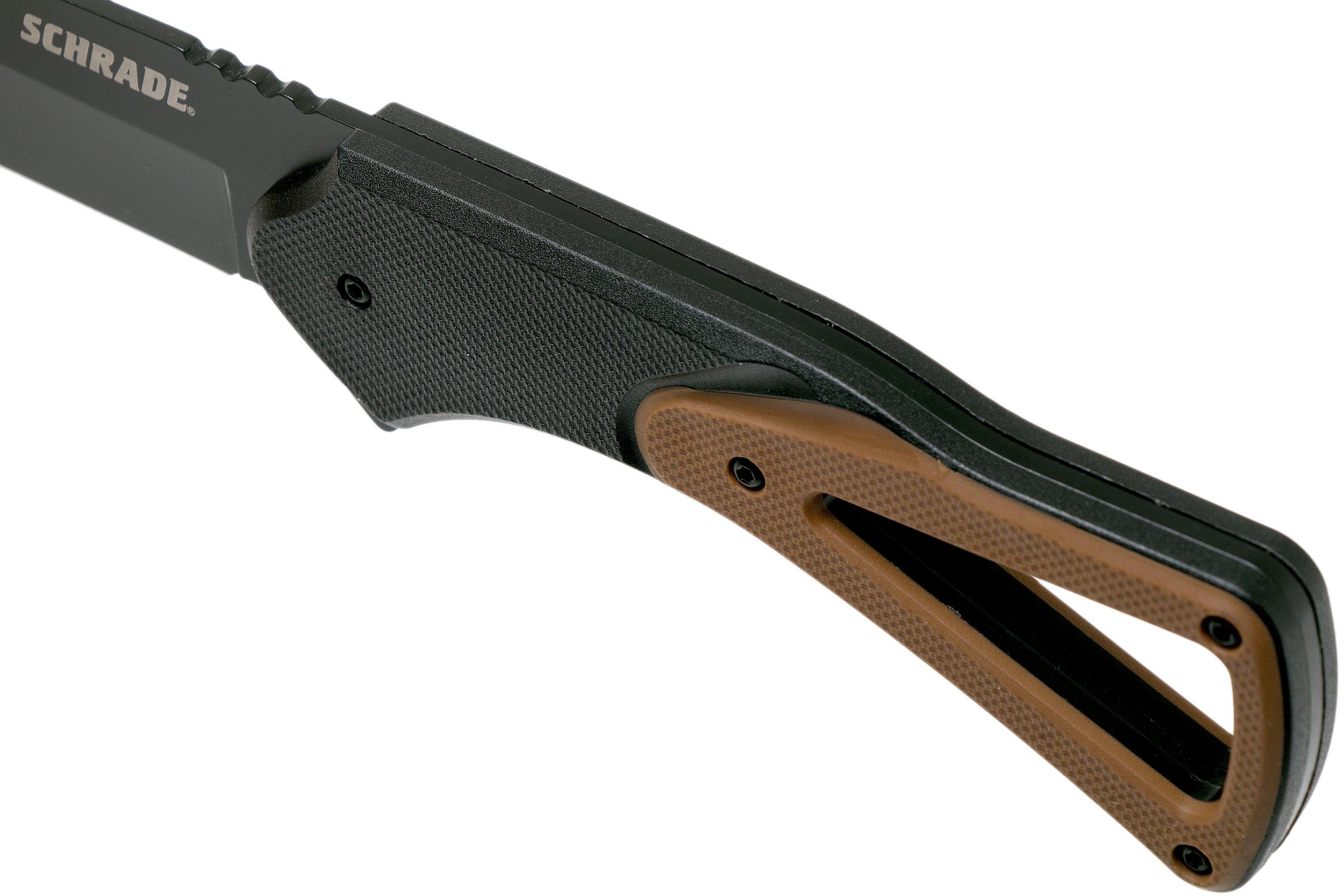 Schrade Fixed Knife 4" Drop Point 1124286 Tan & Black FRN pocket knife ...