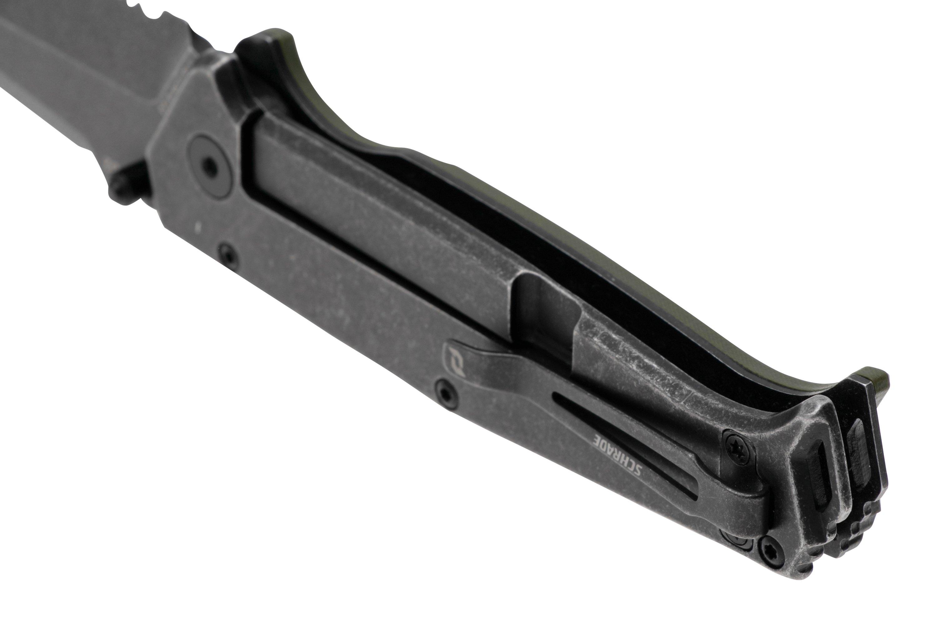 Schrade Melee Assisted Opening, 1159324 Blackwashed D2 Tanto, OD Green ...