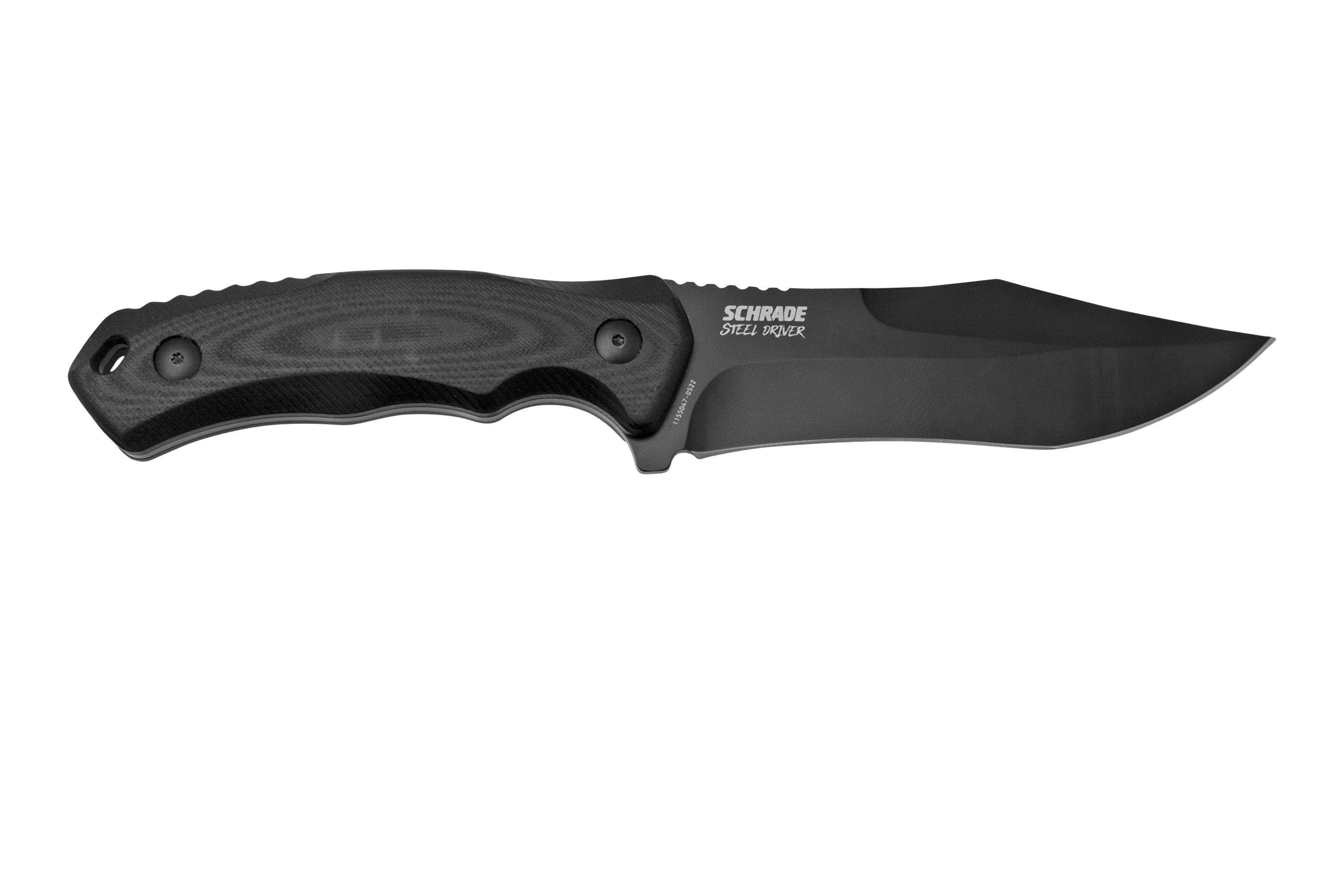 Schrade Steel Driver 1182618, black G10, fixed knife | Advantageously ...