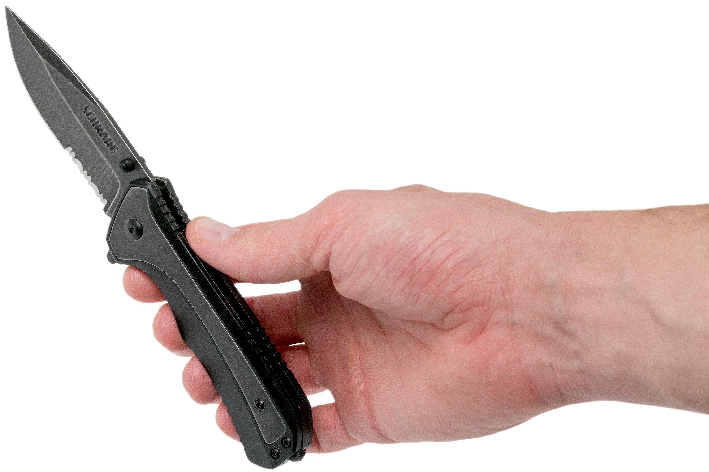 Schrade Liner Lock Knife Serrated SCH501S 9Cr18MoV, pocket knife ...