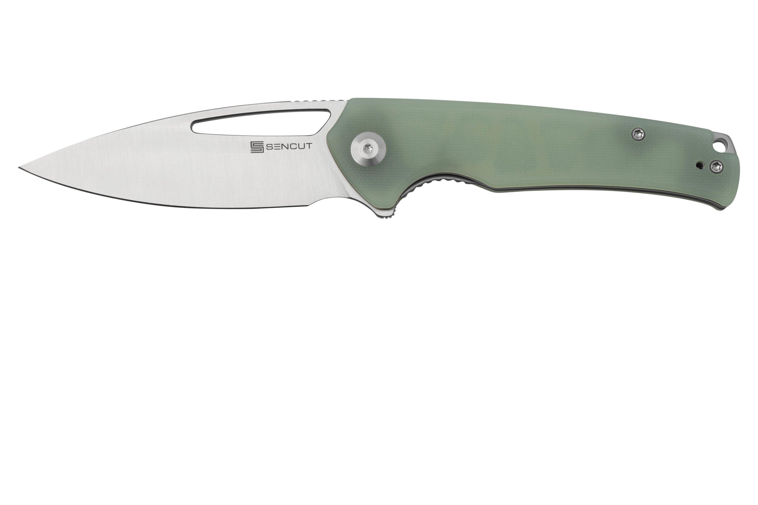 SENCUT Mims S21013-2 Natural Jade G10 Satin, pocket knife ...
