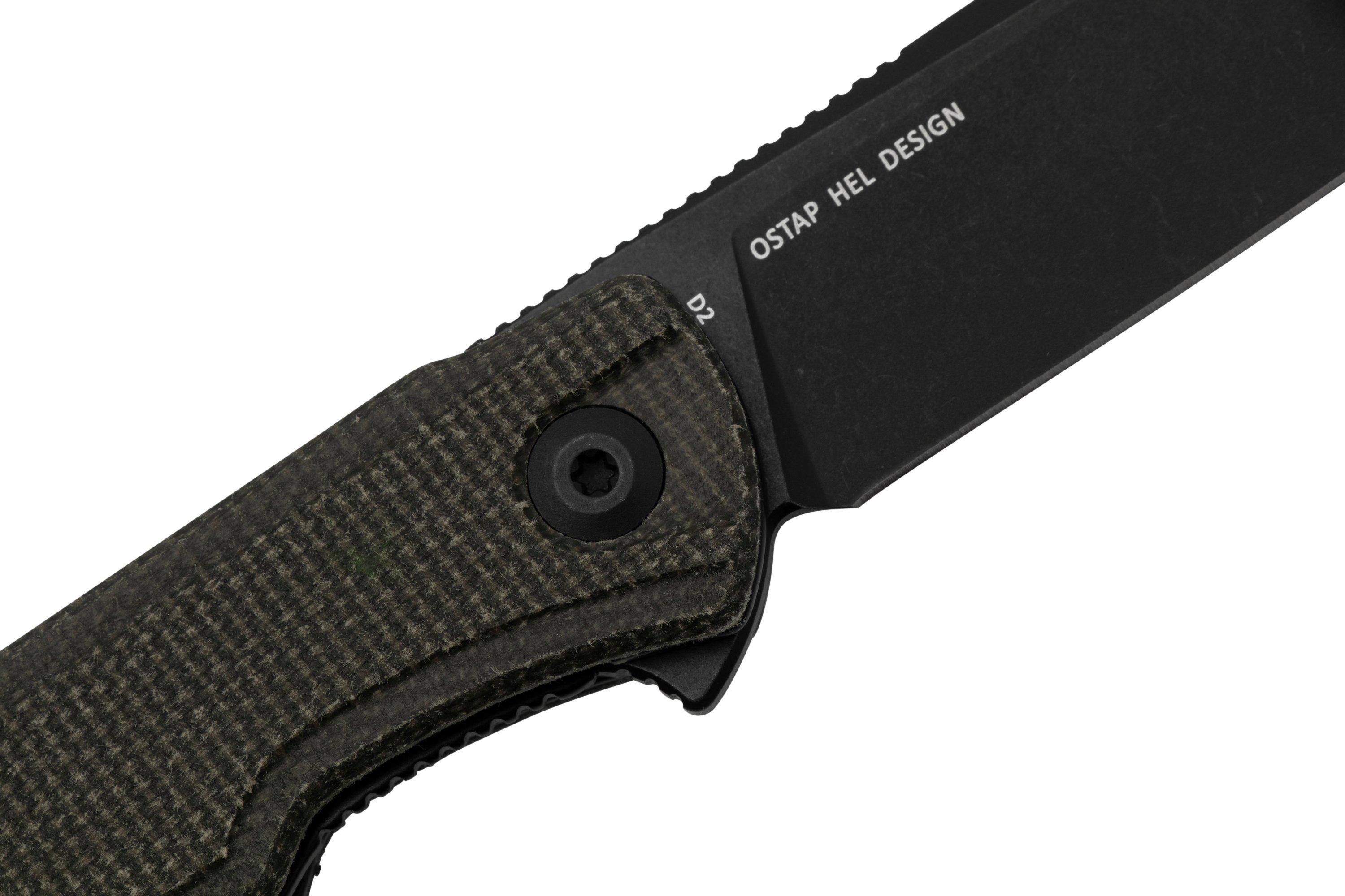 SENCUT Scitus S21042-3 Green Canvas Micarta Black Stonewashed D2 ...