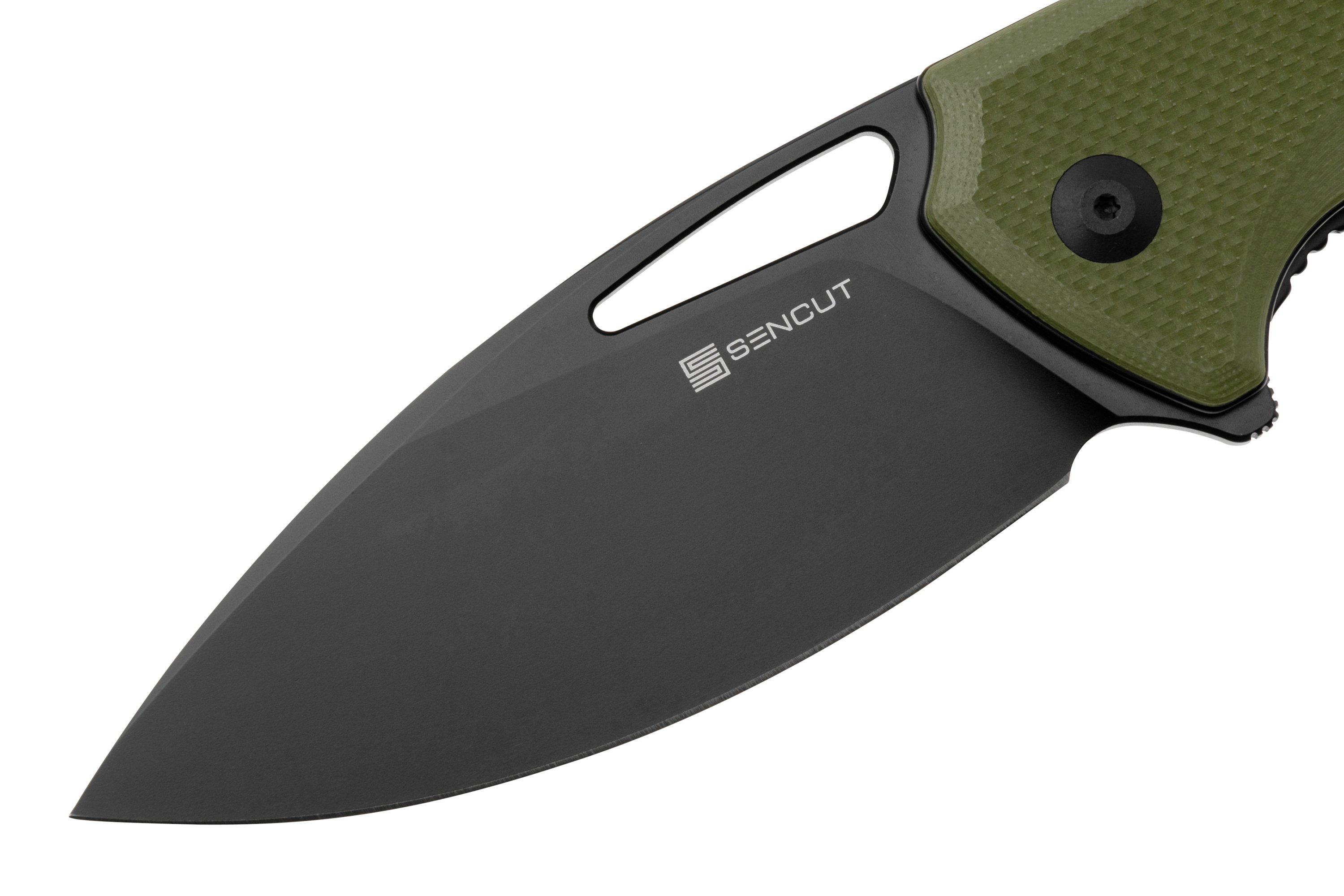SENCUT Phantara S23014-3 Blackwashed, OD Green Coarse G10, pocket knife ...