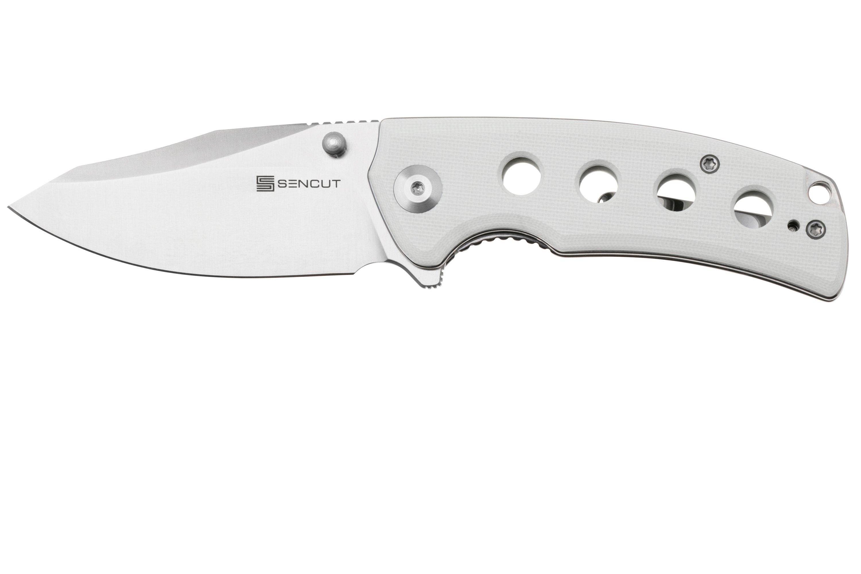 Sencut Excalis S23068-2 Satin 9Cr18MoV, White G10 pocket knife ...