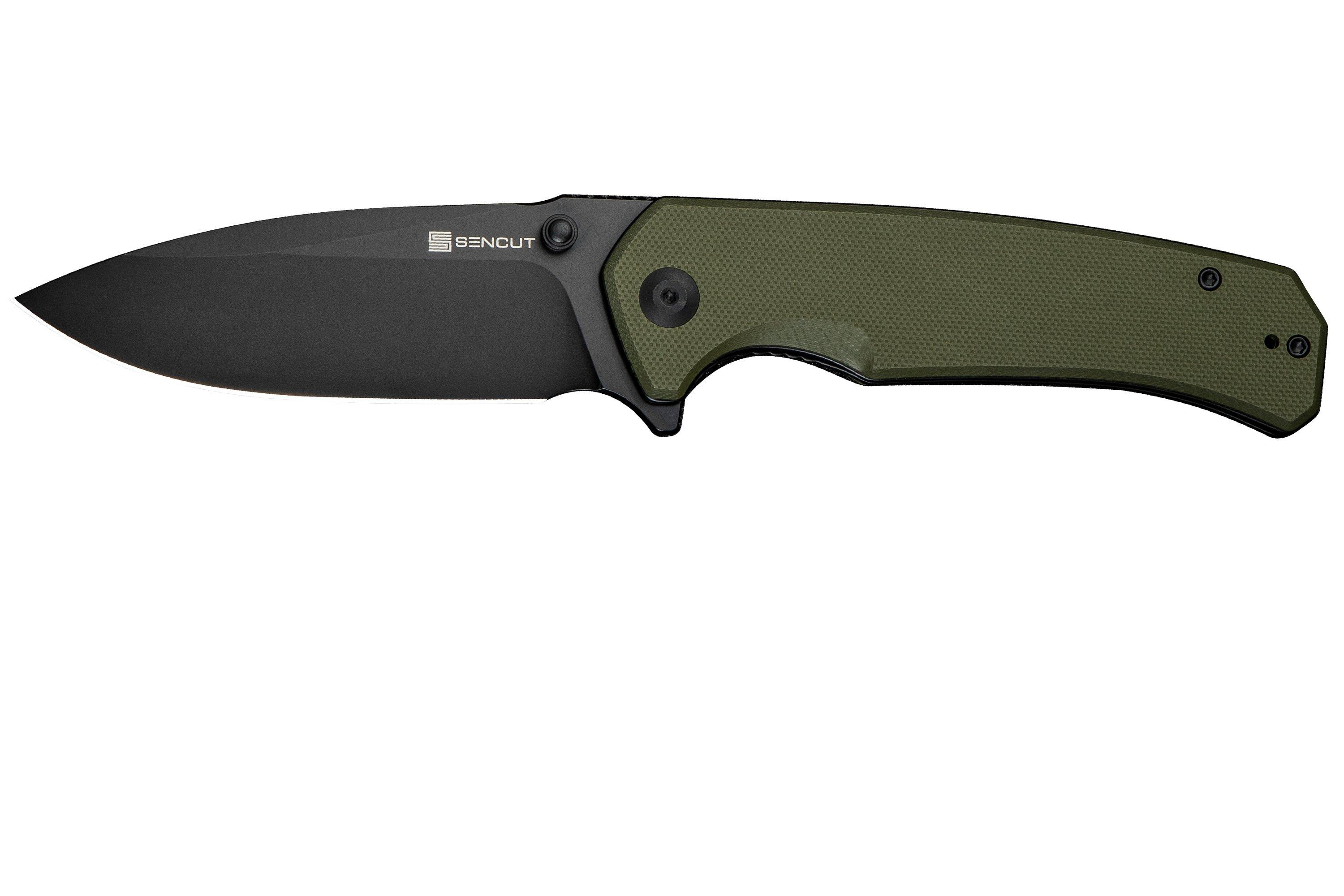 SENCUT Skarnax S24025-2 Black 9Cr18MoV, OD Green G10, pocket knife ...