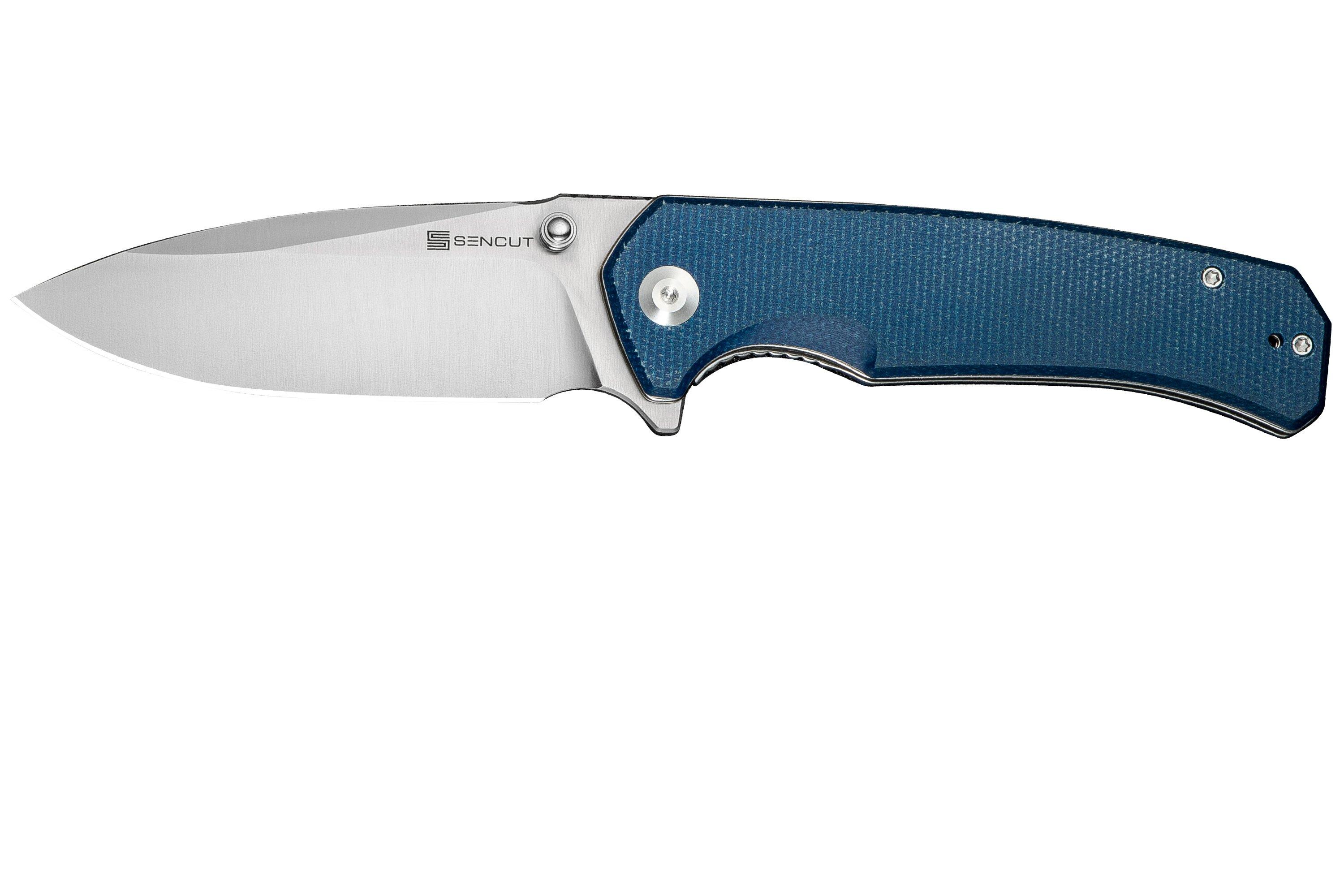 SENCUT Skarnax S24025-3 Satin 9Cr18MoV, Blue Canvas Micarta, pocket ...