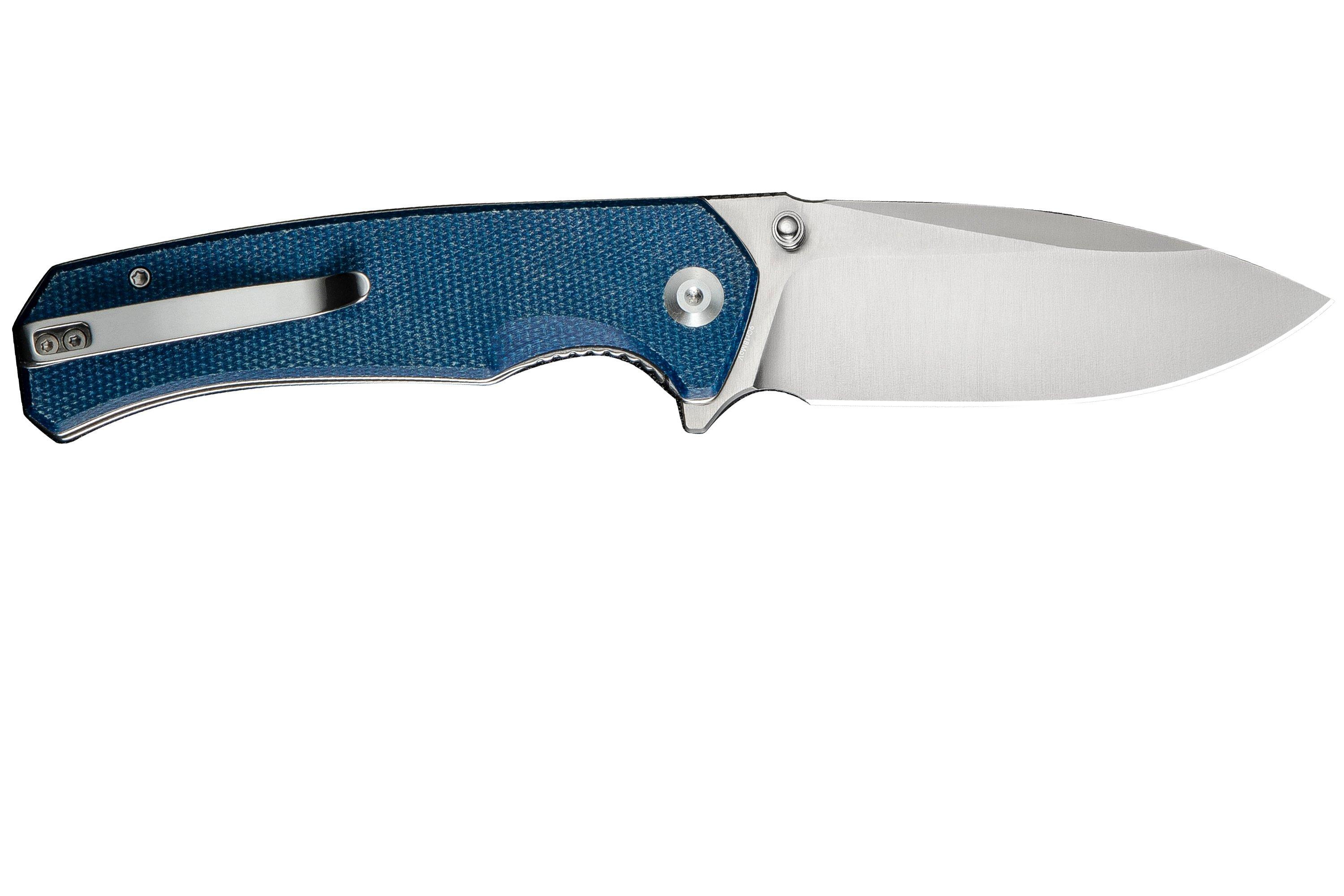 SENCUT Skarnax S24025-3 Satin 9Cr18MoV, Blue Canvas Micarta, pocket ...