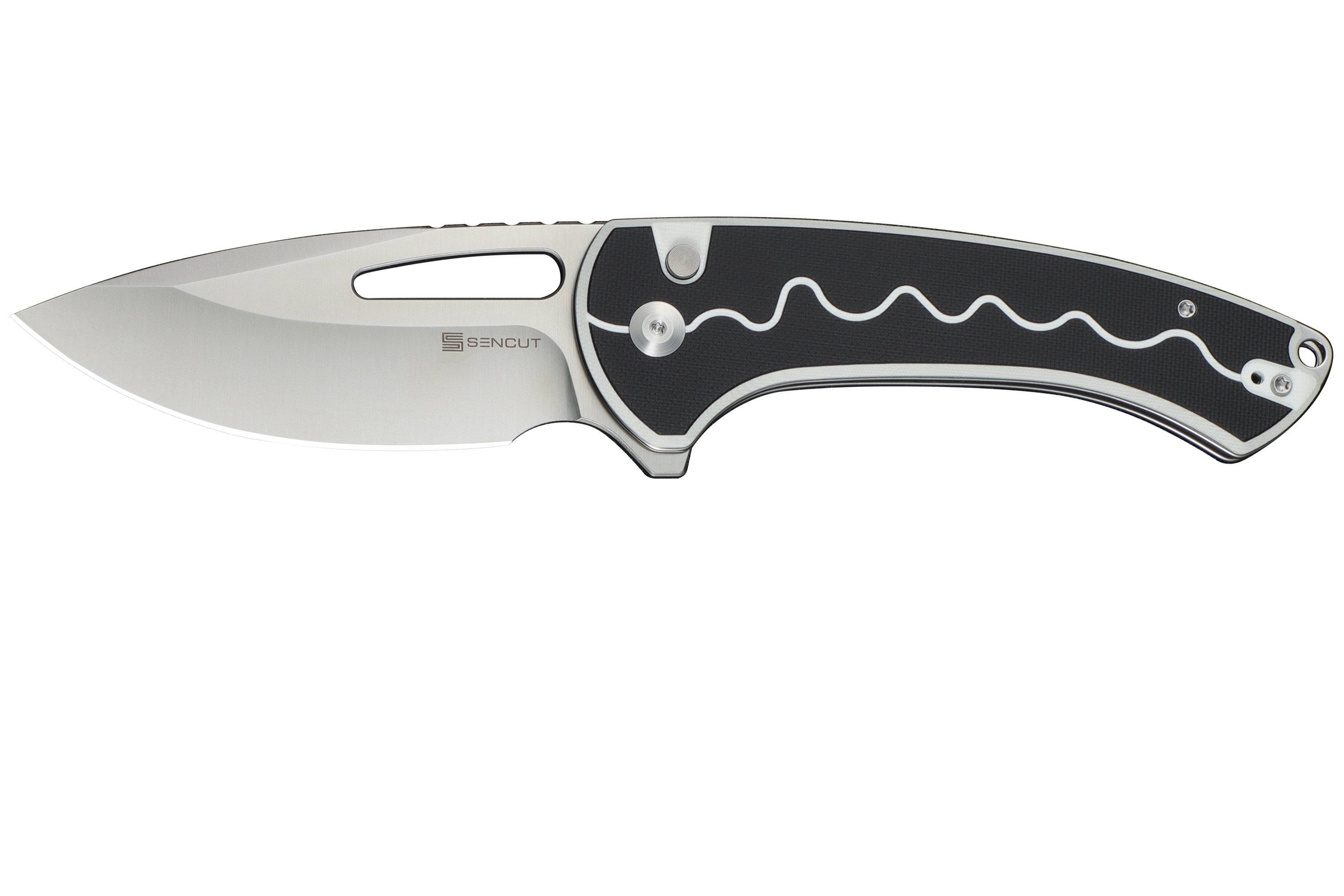 SENCUT Squiggy S24082A-1 Satin, White/Black G10, pocket knife ...