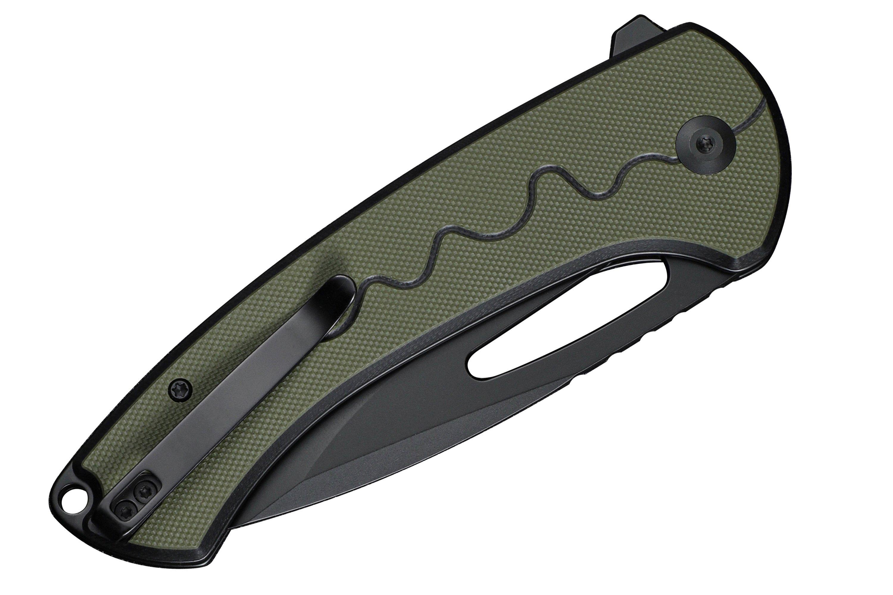 SENCUT Squiggy S24082A-2 Black Coating, Black/Green G10, pocket knife ...