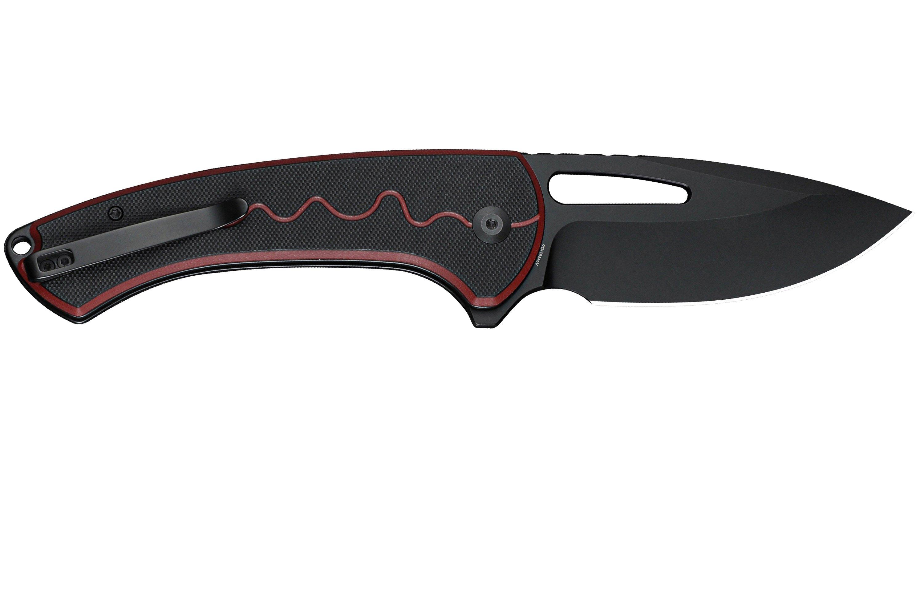 SENCUT Squiggy S24082A-3 Black Coating, Black/Burgundy G10, pocket ...