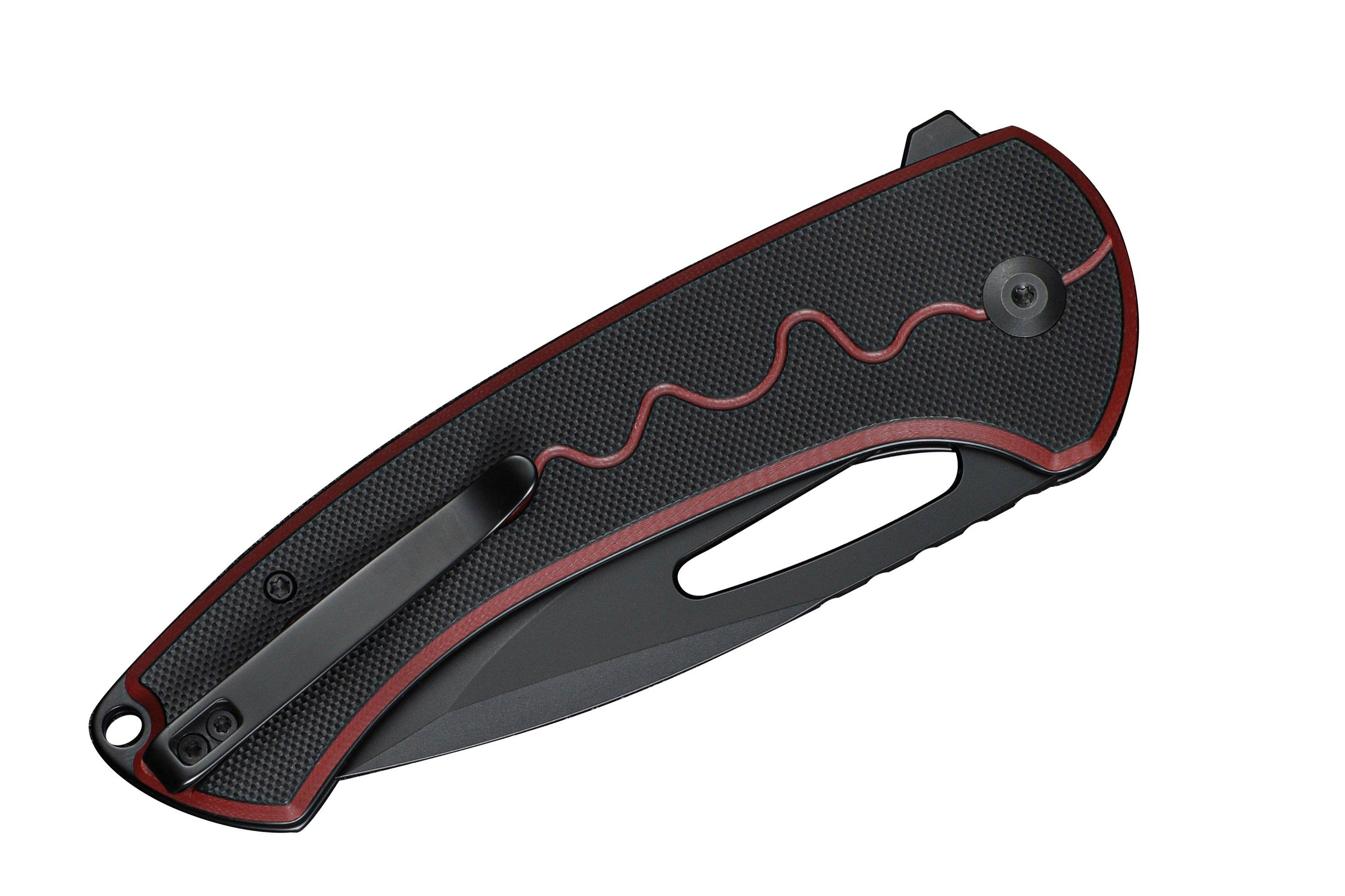 SENCUT Squiggy S24082A-3 Black Coating, Black/Burgundy G10, pocket ...