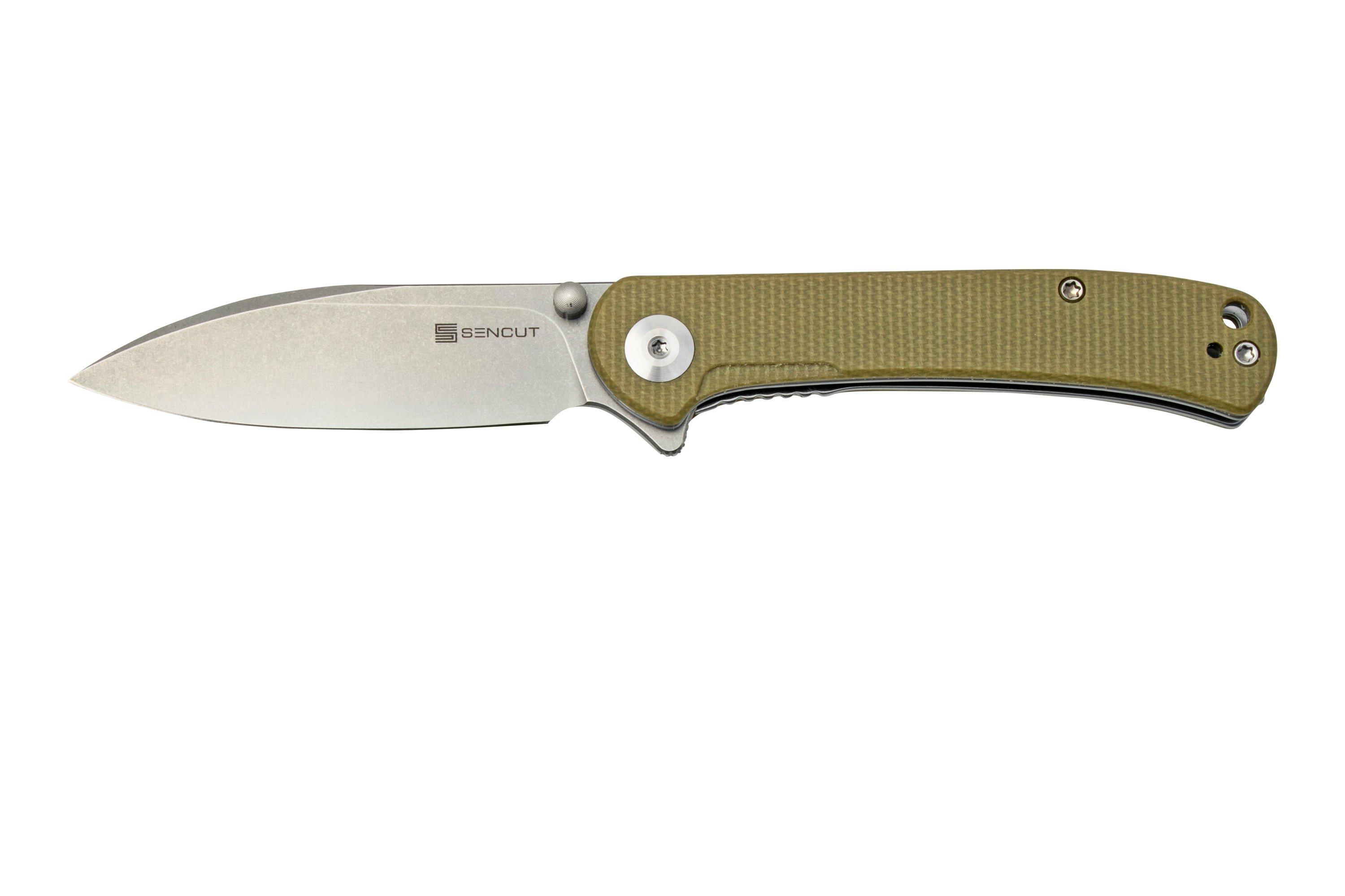 SENCUT Scepter SA03E Olive Micarta pocket knife | Advantageously ...