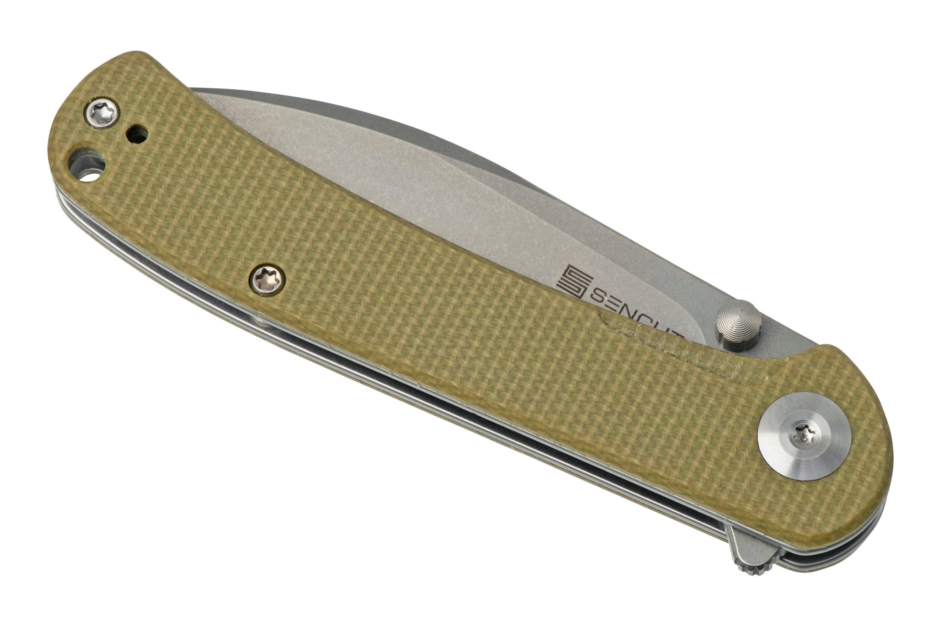 SENCUT Scepter SA03E Olive Micarta pocket knife | Advantageously ...