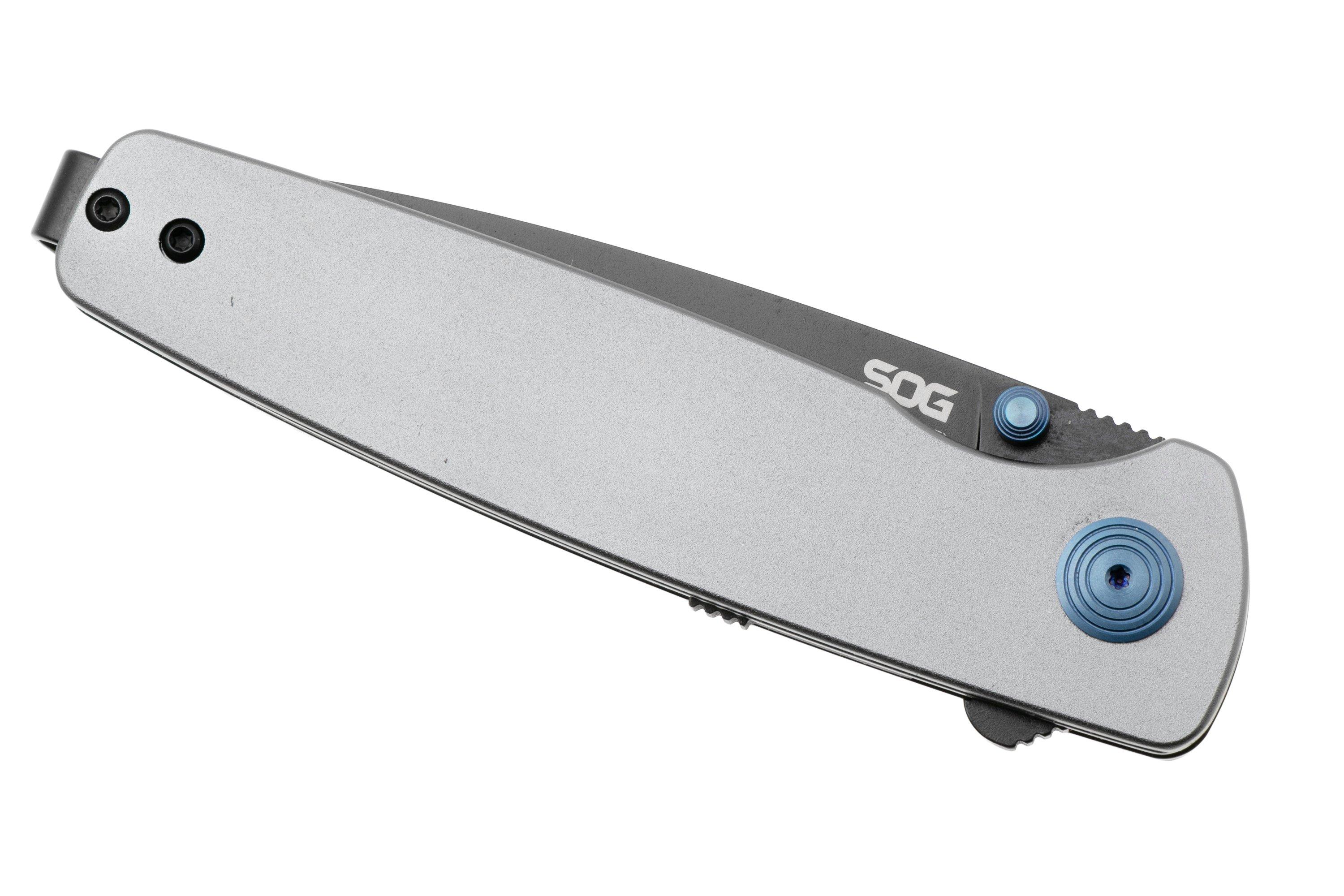 SOG Twitch III 11-15-03-43, Black 154CM, Gunmetal Gray Aluminum, Blue ...