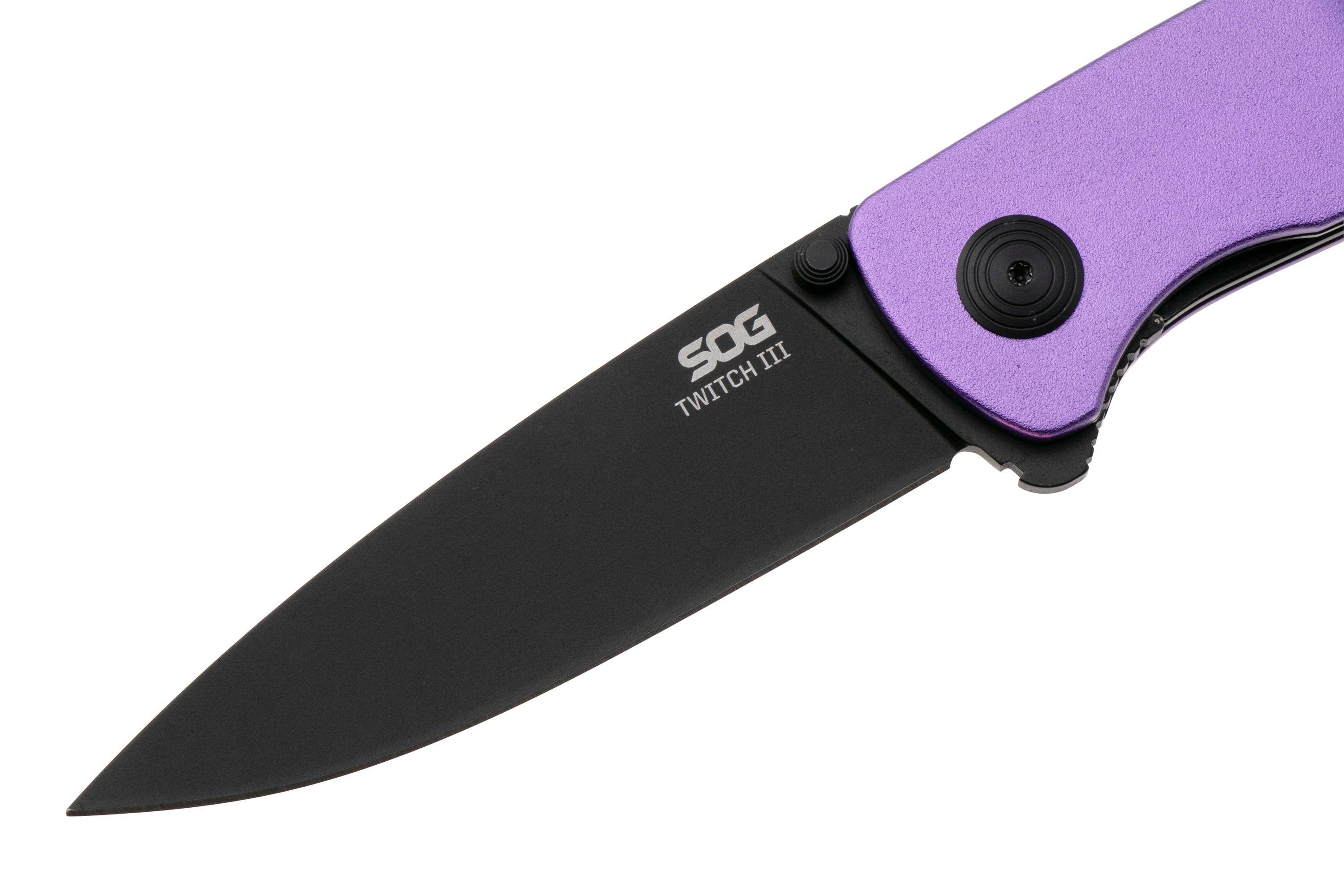 SOG Twitch III 11-15-06-43, Black 154CM, Purple Aluminum, Black ...