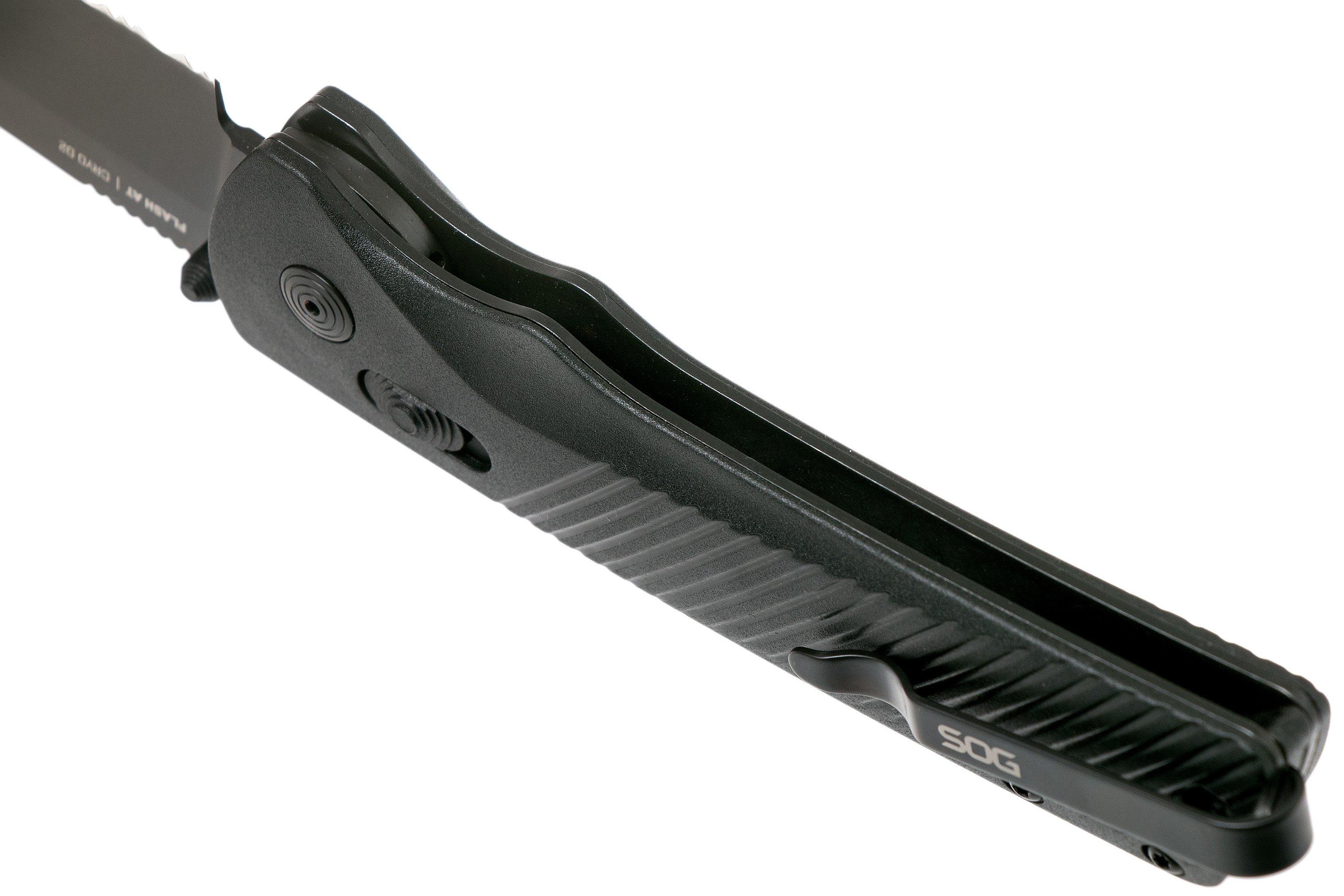 SOG Flash AT Blackout Serrated 11-18-02-57 pocket knife ...