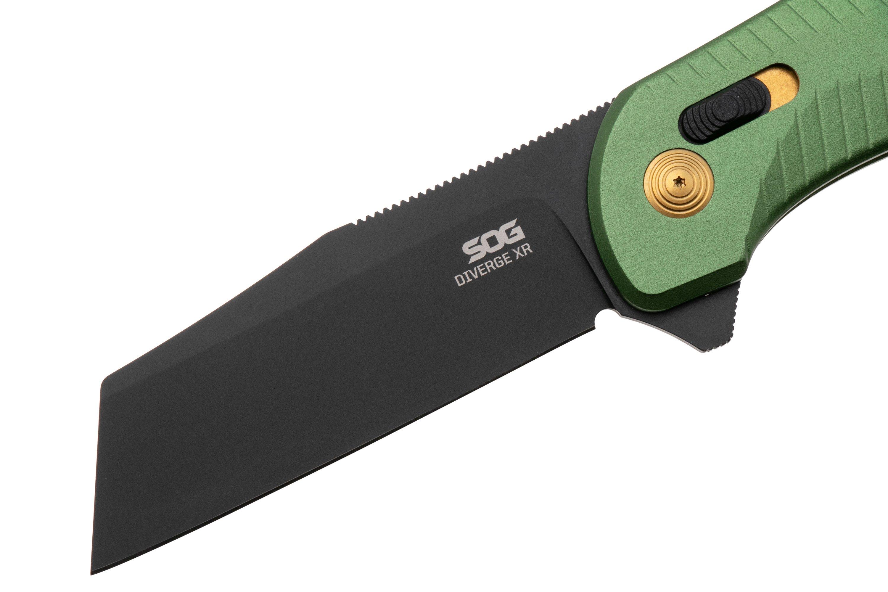 SOG Diverge XR 12-02-03-43, Black PVD D2, Forest Green Aluminum zakmes ...