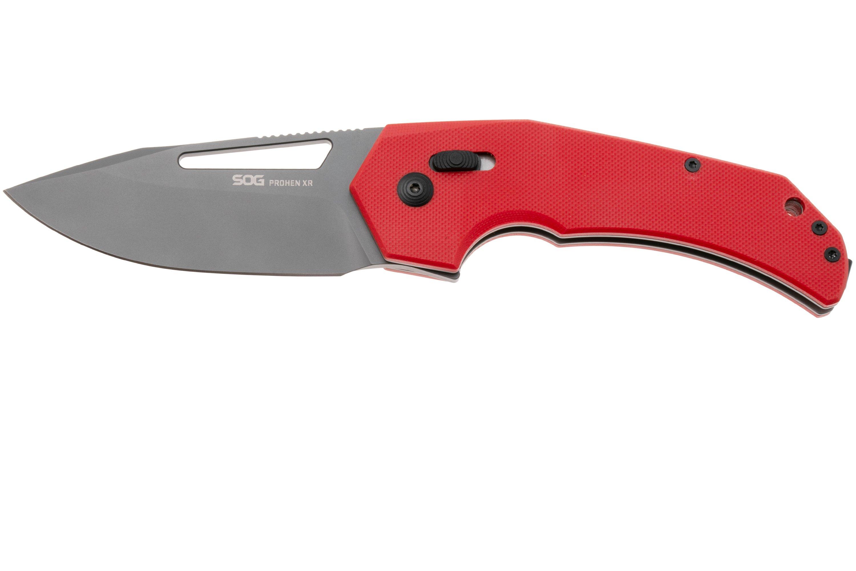 SOG Prohen XR 12-25-02-57, Grey PVD D2, Red G10 pocket knife, Mikkel ...