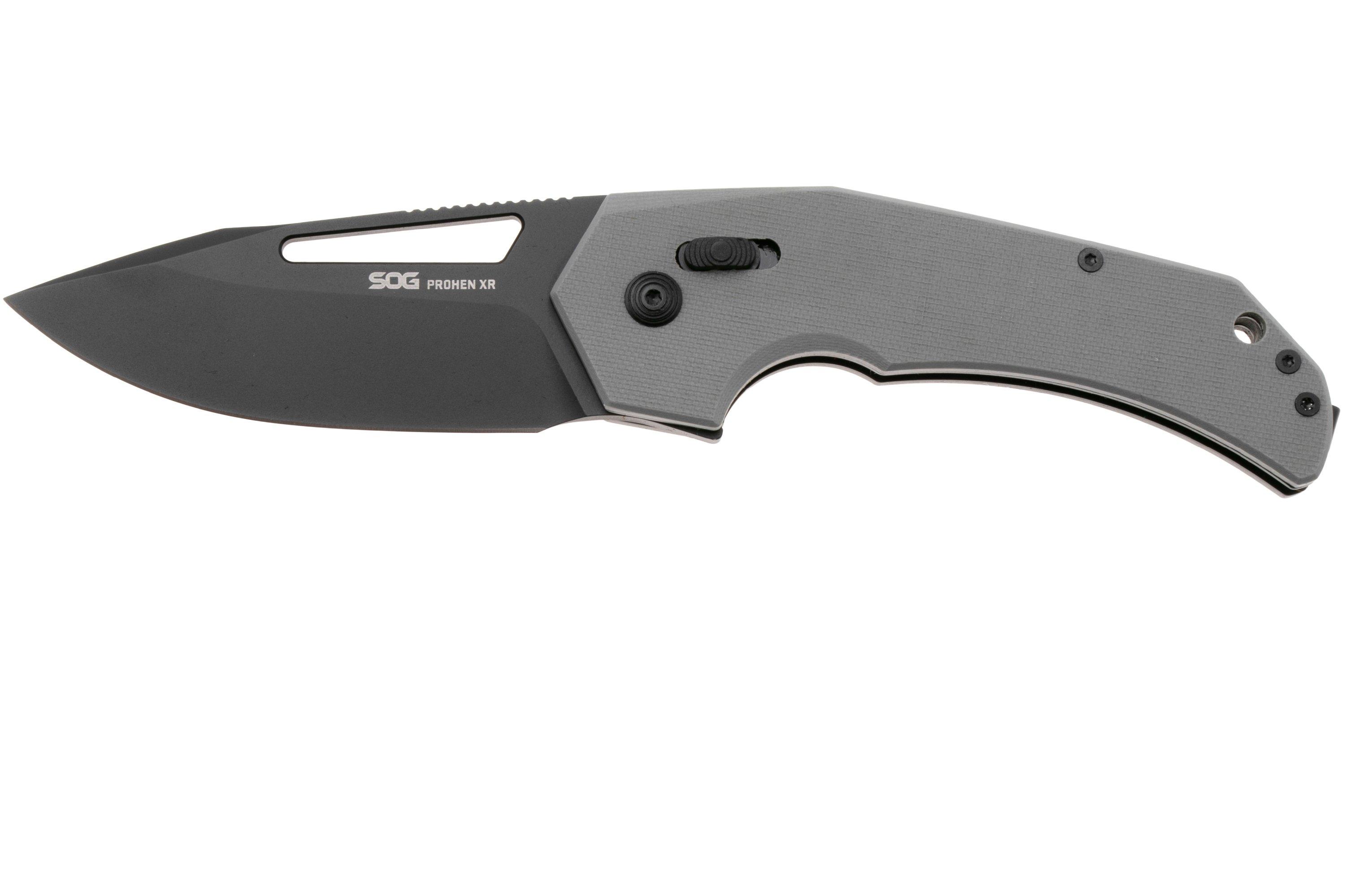 SOG Prohen XR 12-25-03-57, Titanium Nitride D2, Grey G10 pocket knife ...