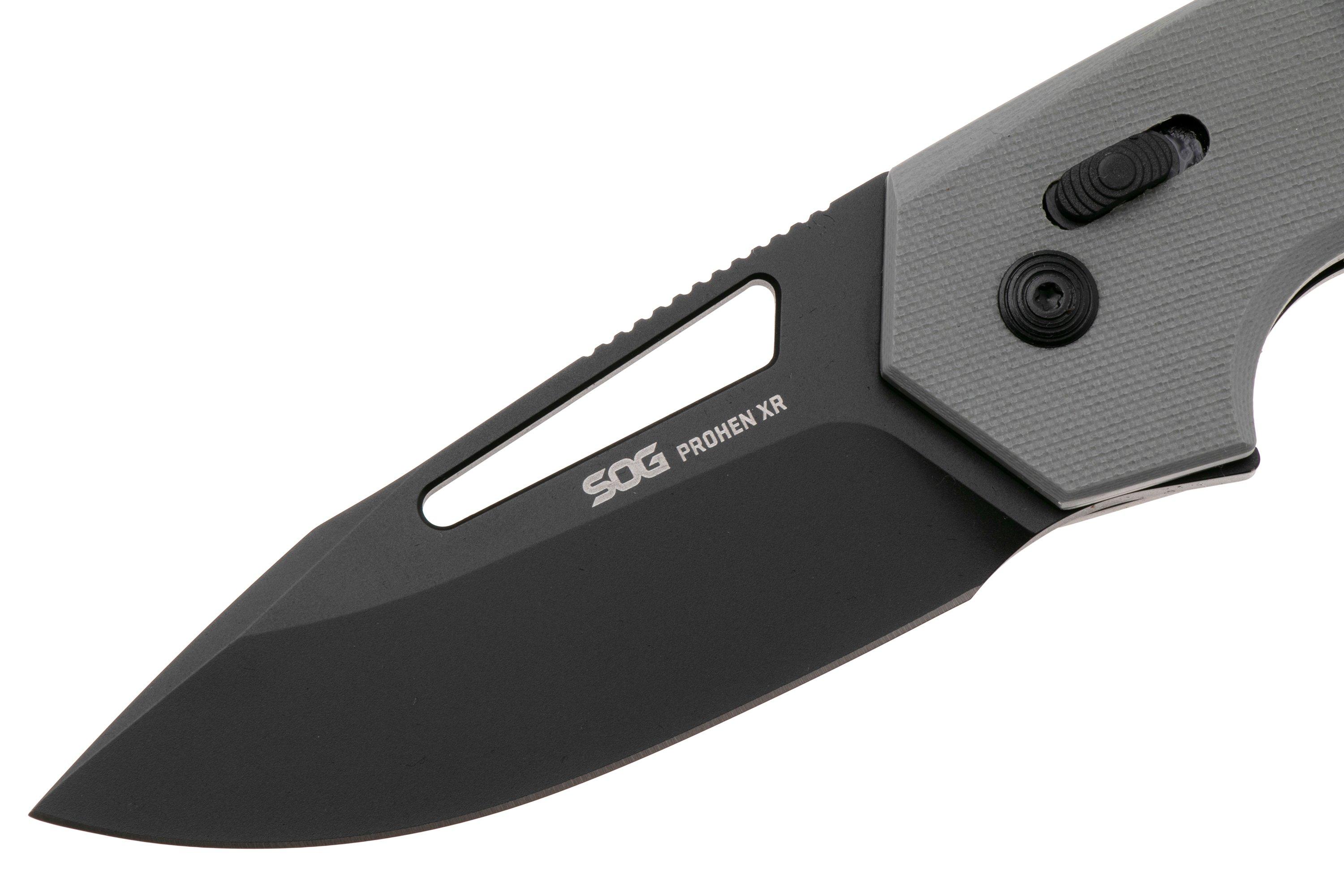 SOG Prohen XR 12-25-03-57, Titanium Nitride D2, Grey G10 pocket knife ...