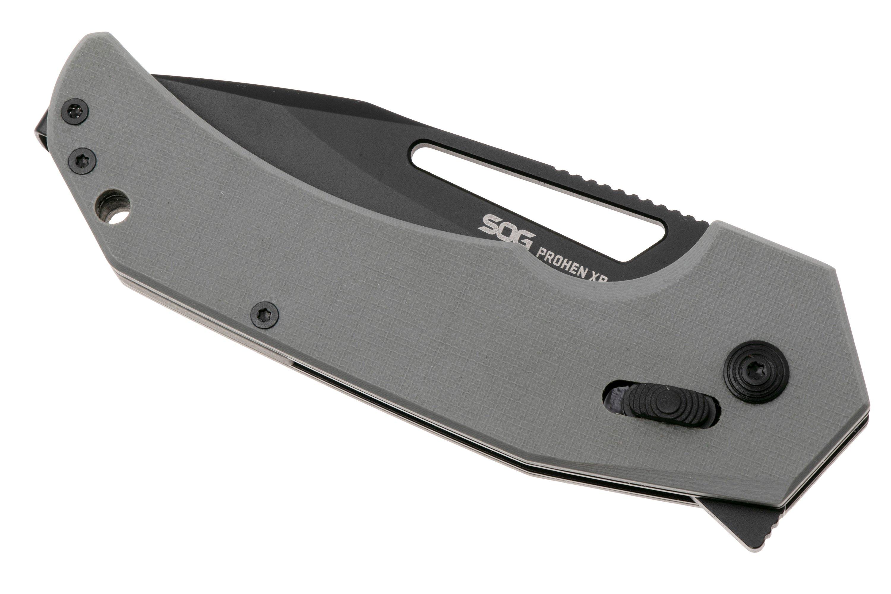 SOG Prohen XR 12-25-03-57, Titanium Nitride D2, Grey G10 pocket knife ...