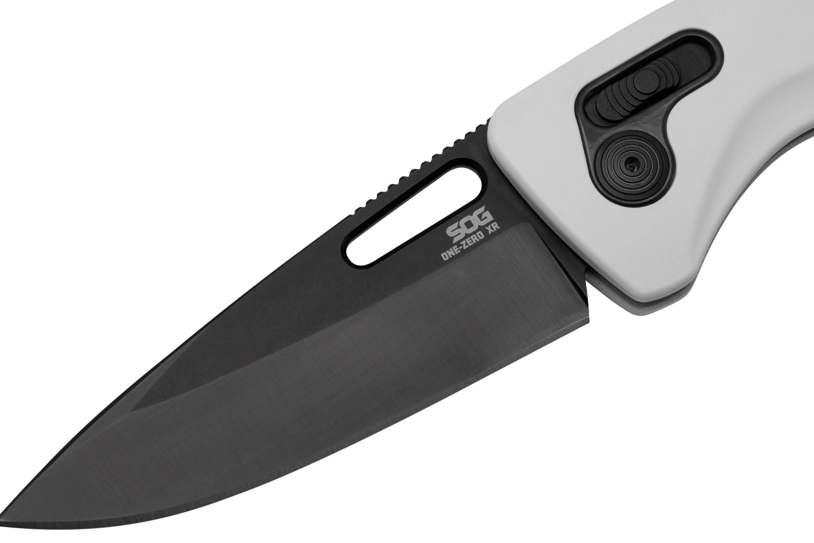 SOG One-Zero XR White Aluminum, Black Chrome 12-73-05-57 pocket knife ...