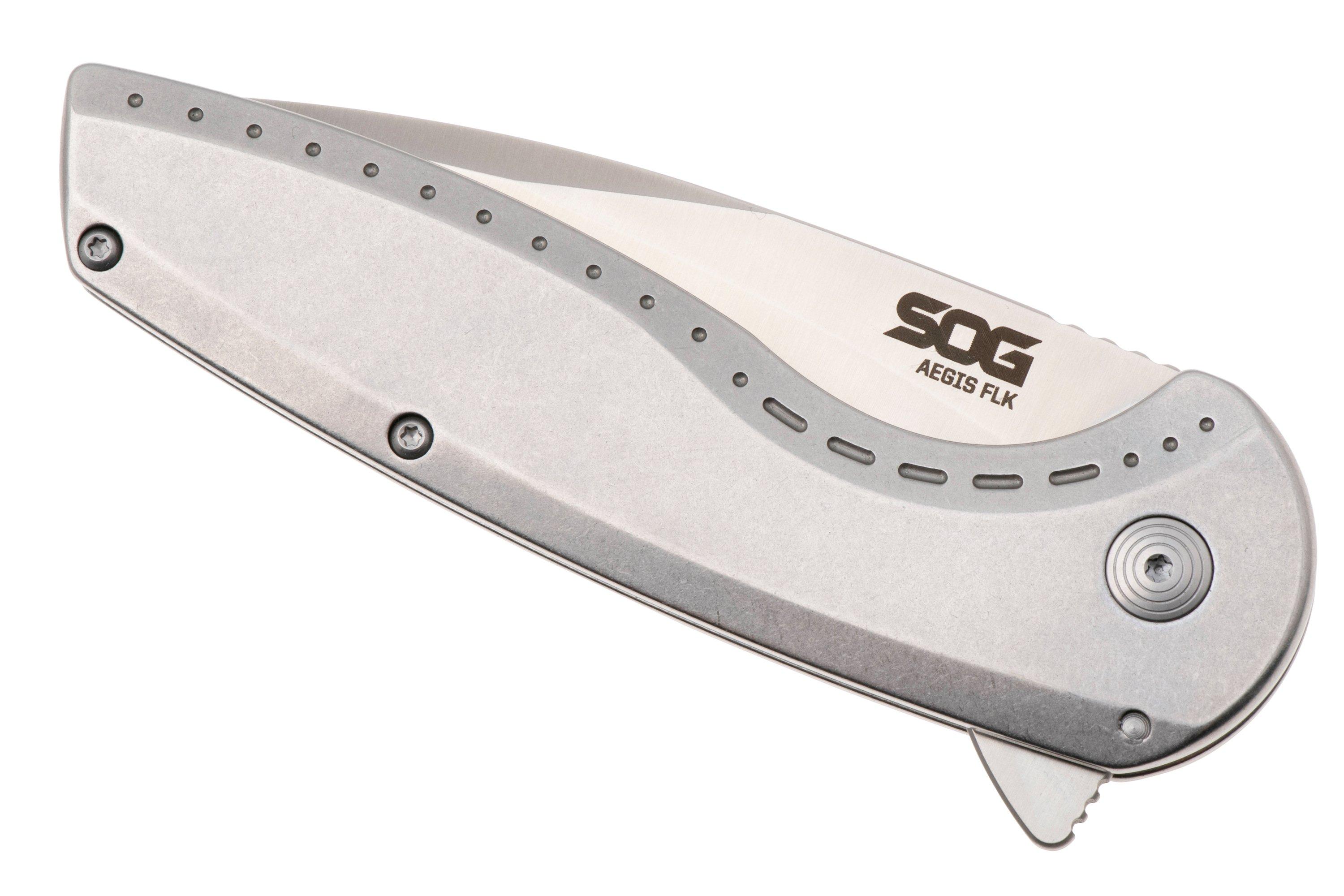 SOG Aegis FLK 2.0 14-41-03-43, Stonewashed 8Cr13MoV, Stainless Steel ...