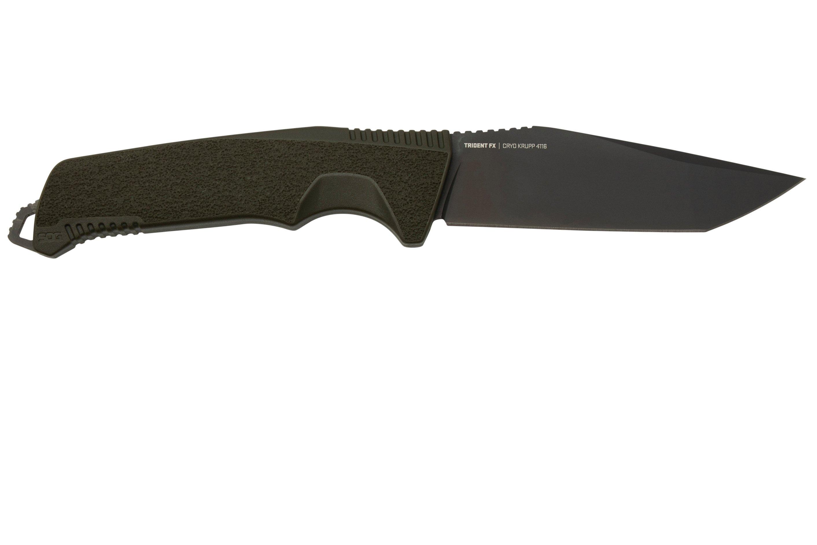 SOG Trident FX 17-12-03-57, OD Green, Straight Edge, fixed knife ...