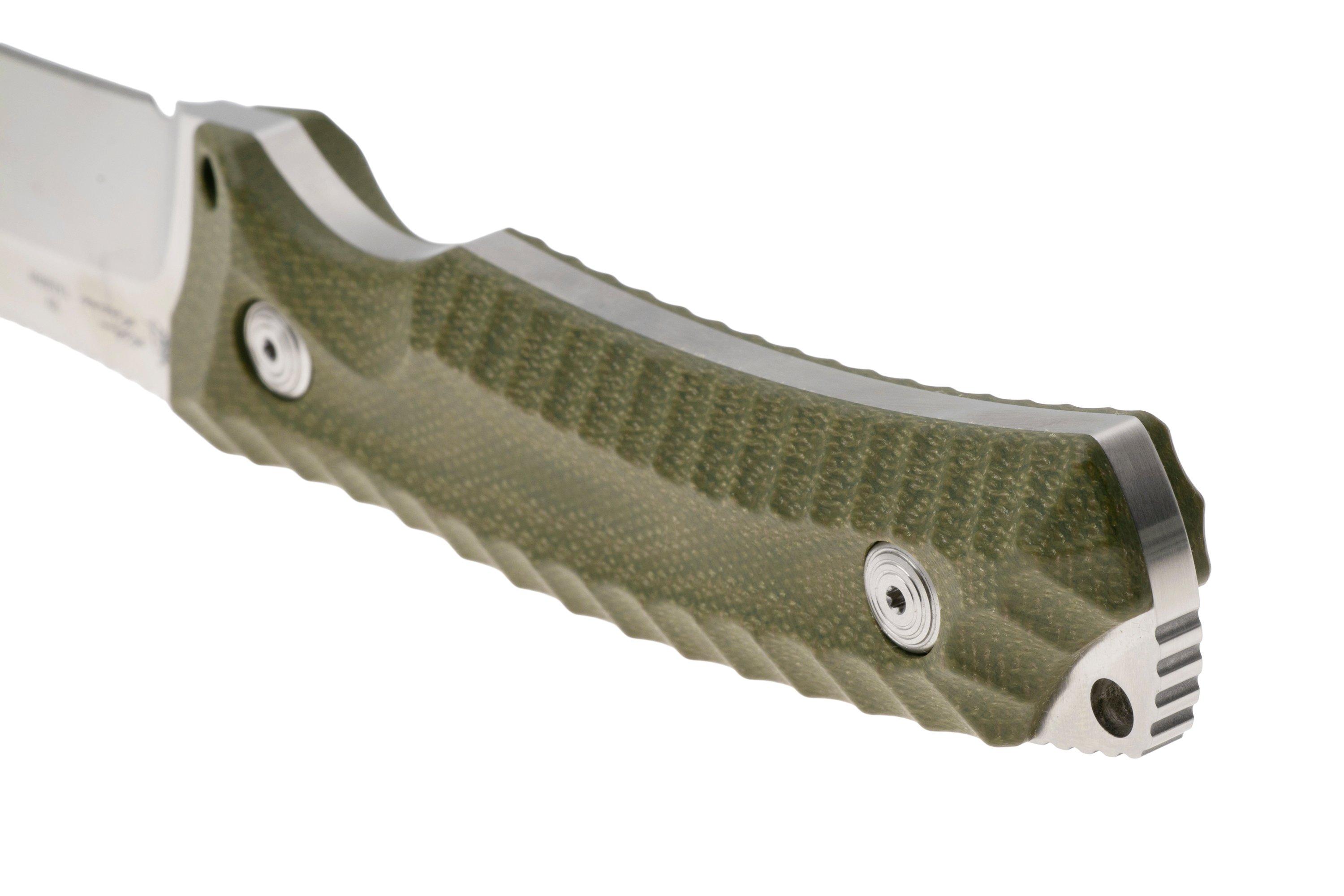 SOG Hidaka FX 17-27-01-57 Satin CPM 3V, Green Micarta faca fixa, Kiku ...