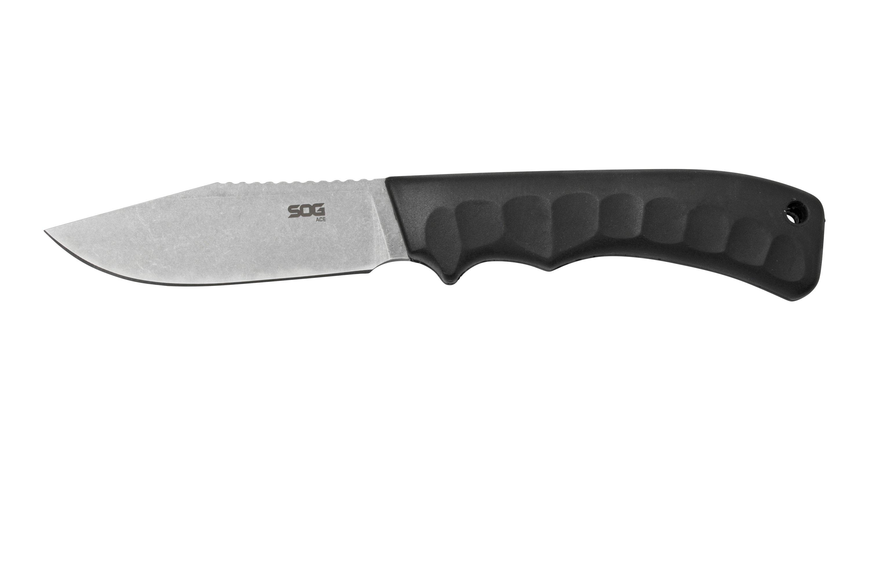 SOG Ace Stonewashed, Black Sheath ACE1001-CP fixed knife ...