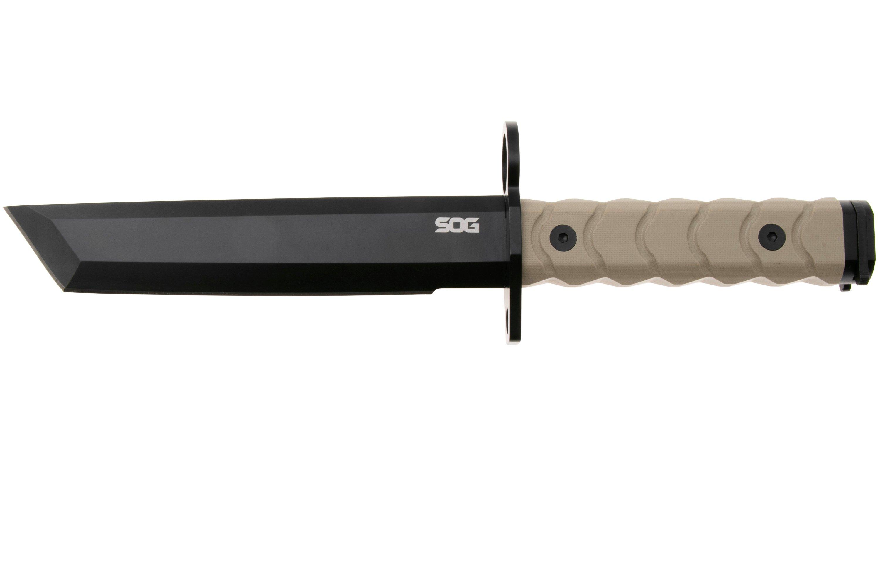 SOG BAR15T BY1003-BX, Black PVD AUS-8 Tanto, FDE G10 fixed knife ...
