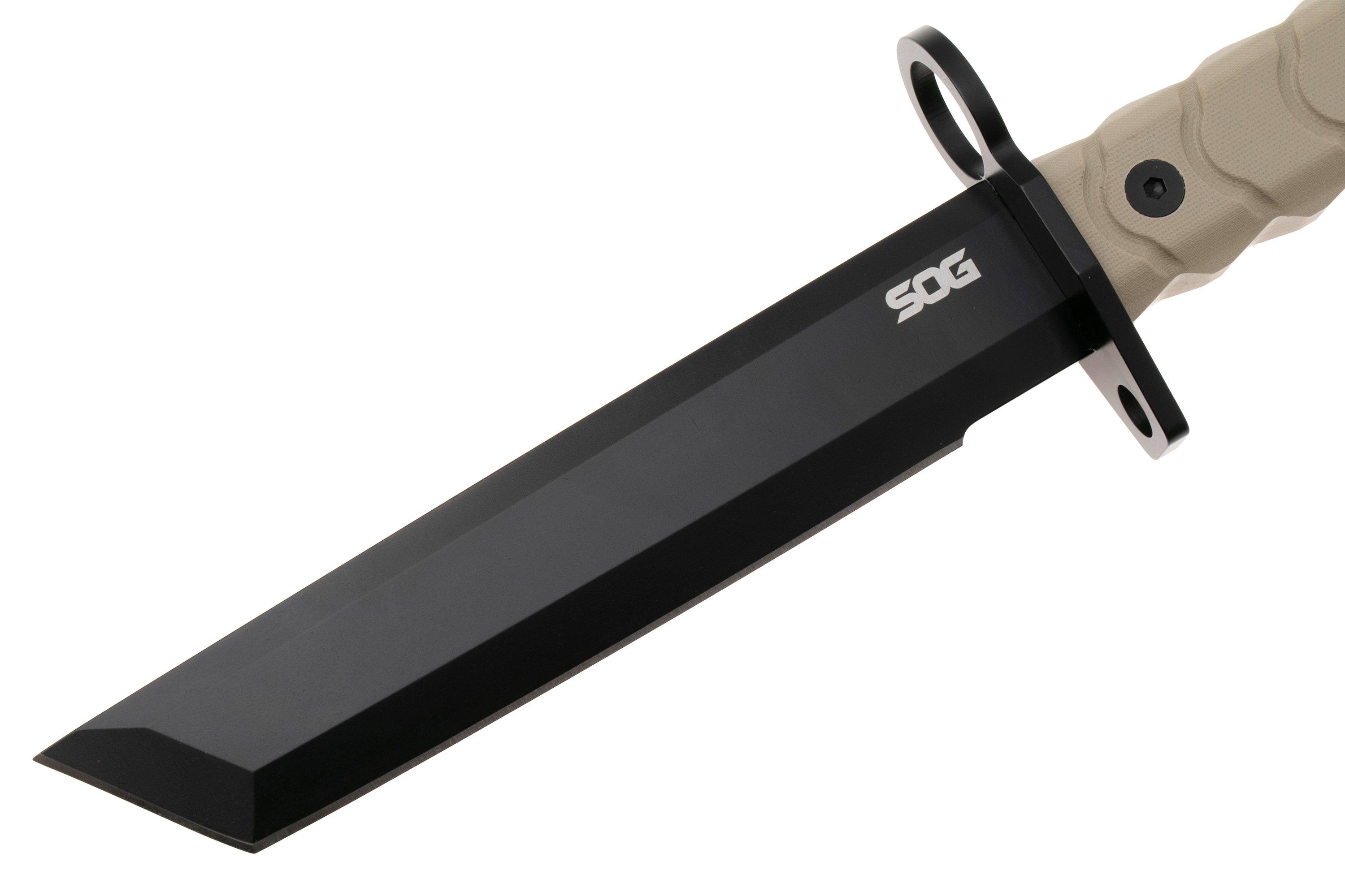 SOG BAR15T BY1003-BX, Black PVD AUS-8 Tanto, FDE G10 fixed knife ...
