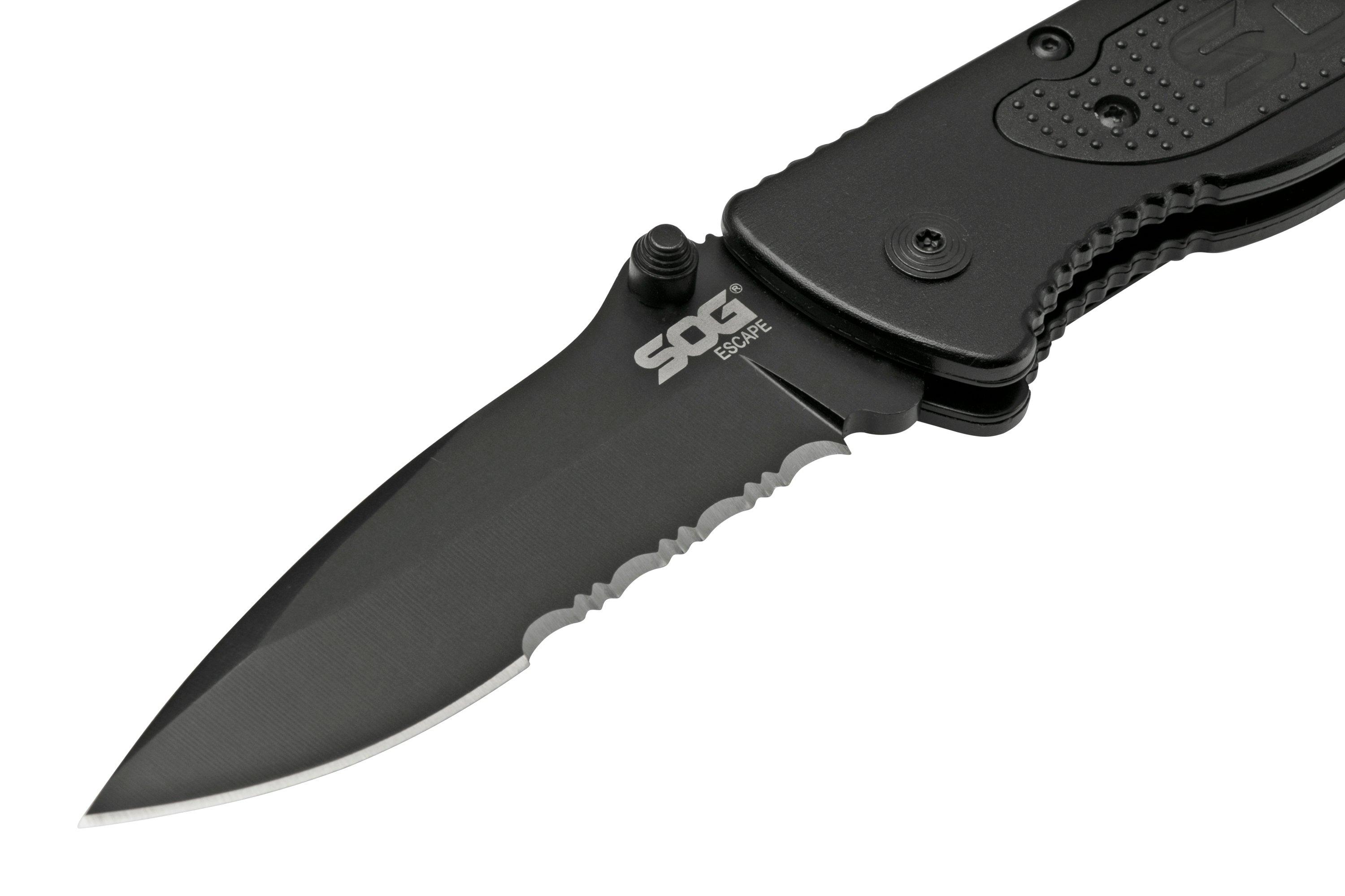 SOG Escape, Black FF25-CP pocket knife | Advantageously shopping at ...