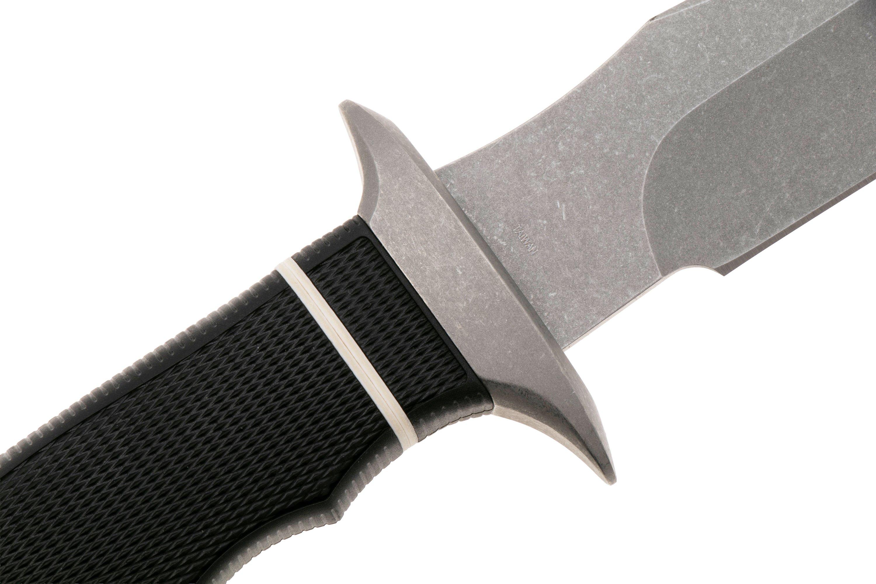 SOG Tech Bowie S11B-BX, Stonewashed AUS-8, Black Kraton fixed knife ...