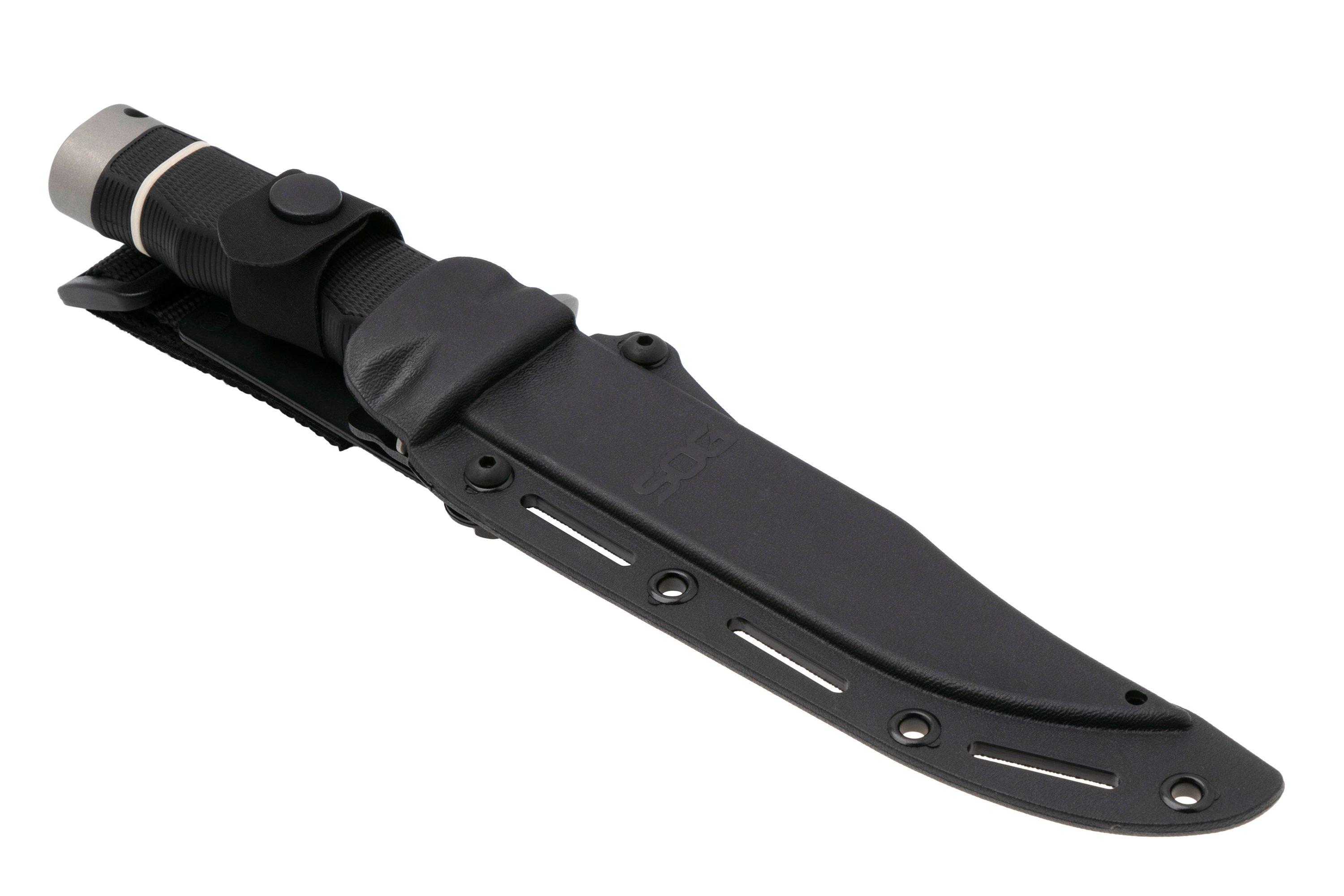 SOG Tech Bowie S11B-BX, Stonewashed AUS-8, Black Kraton fixed knife ...