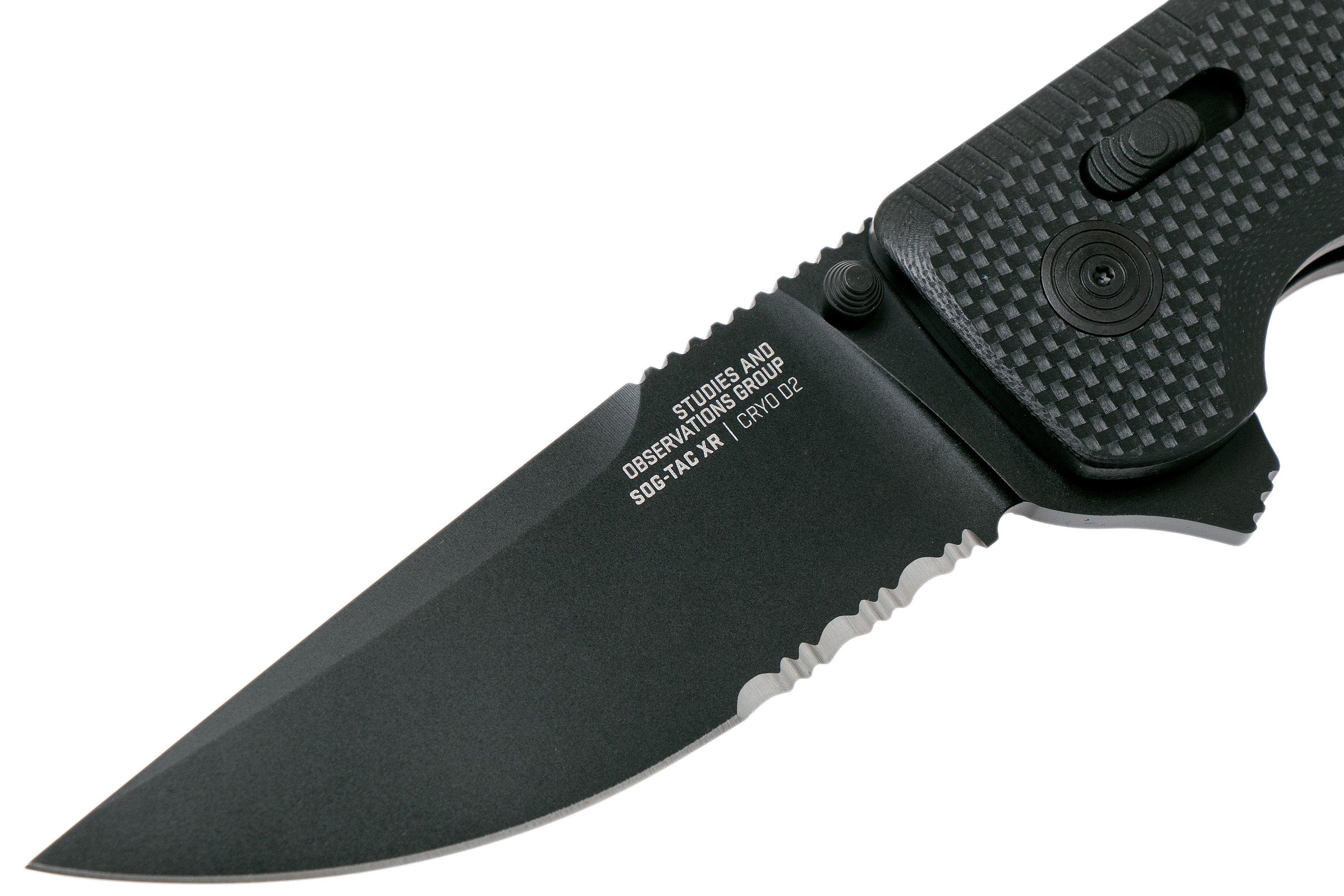 SOG SOG-TAC XR Blackout Serrated 12-38-03-57 pocket knife ...