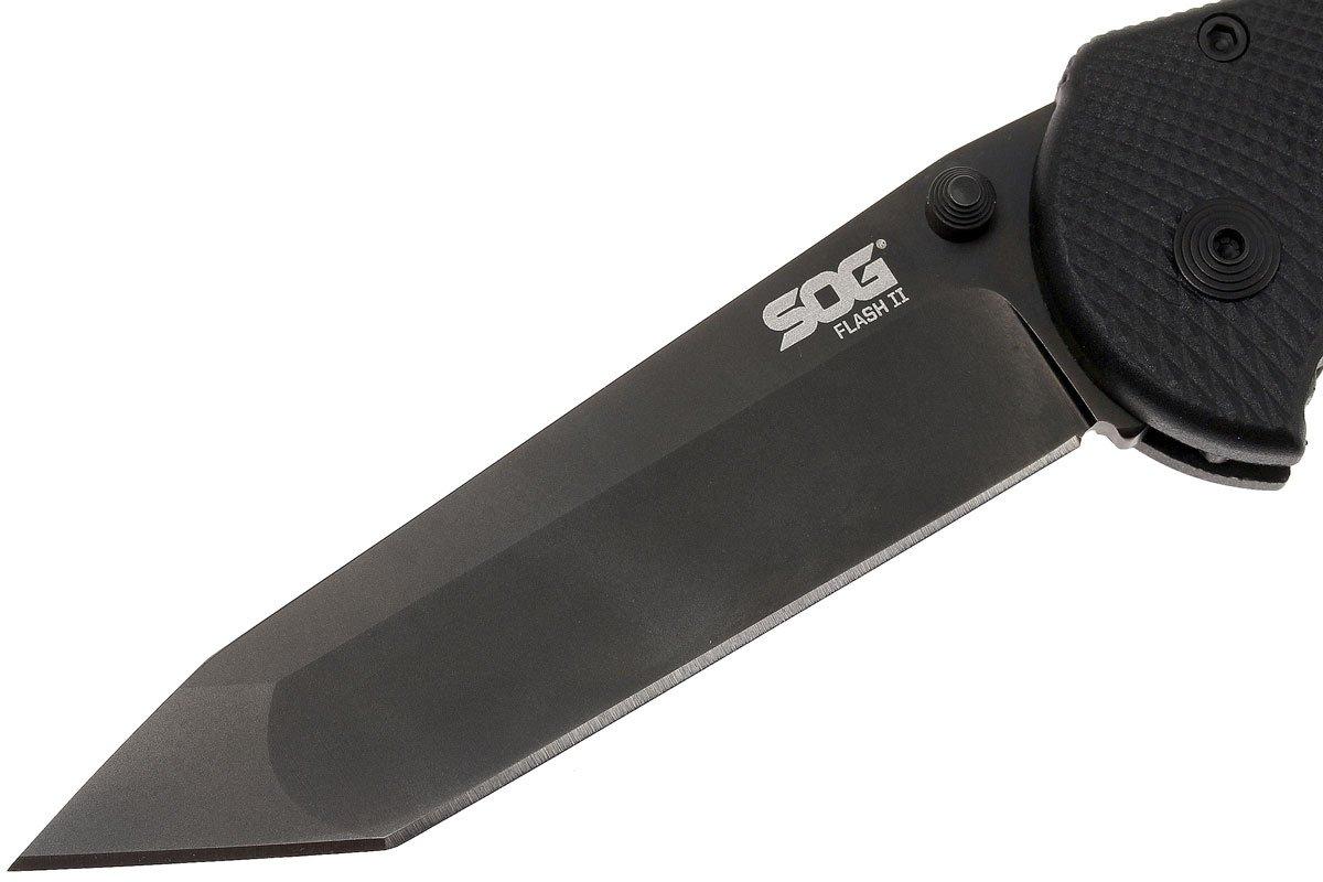 SOG Flash II - Tanto Black TiNi TFSAT8-BX pocket knife | Advantageously ...