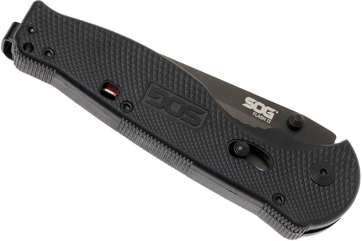 SOG Flash II - Tanto Black TiNi TFSAT8-BX pocket knife | Advantageously ...