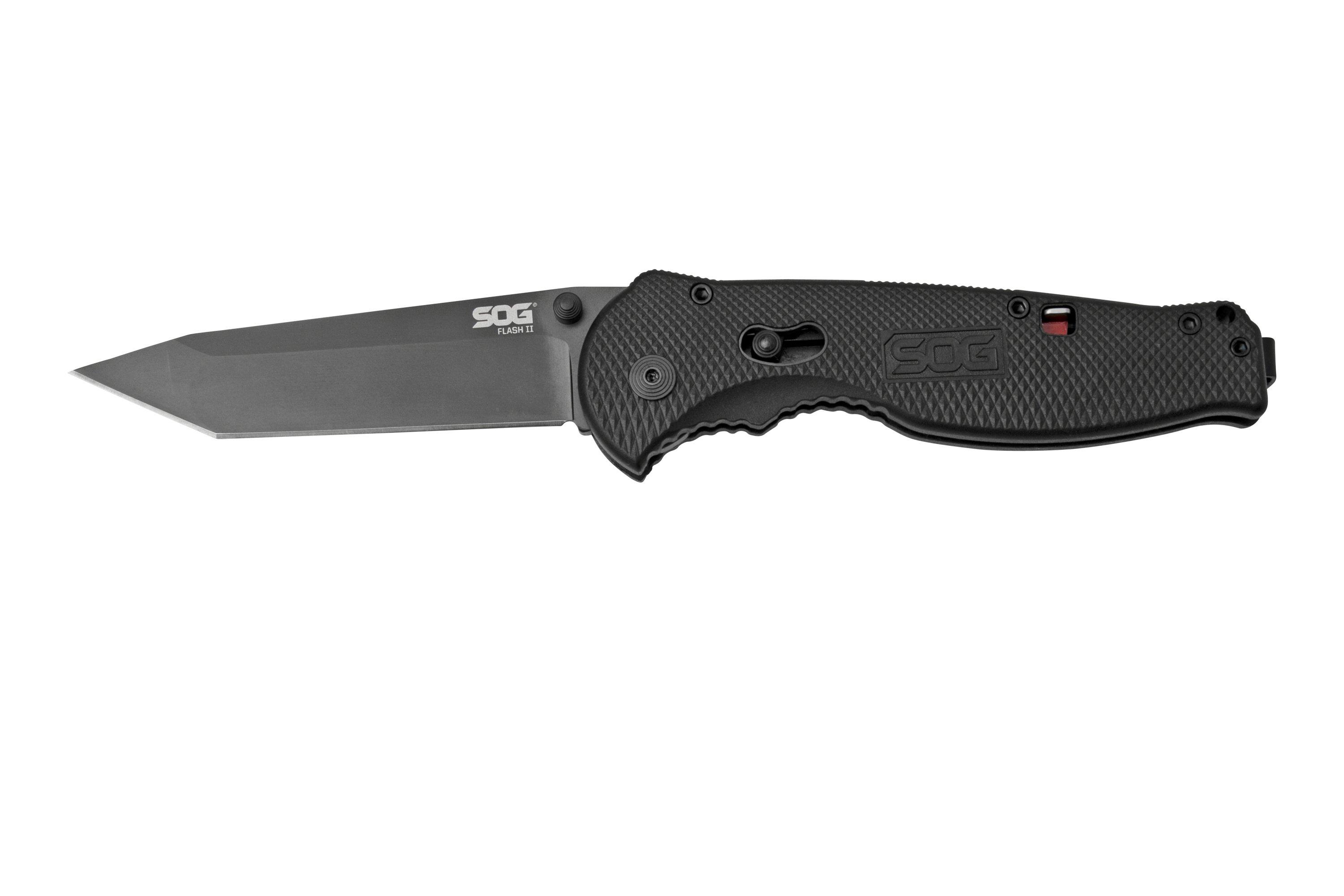 SOG Flash II - Tanto Black TFSAT8-CP pocket knife | Advantageously ...