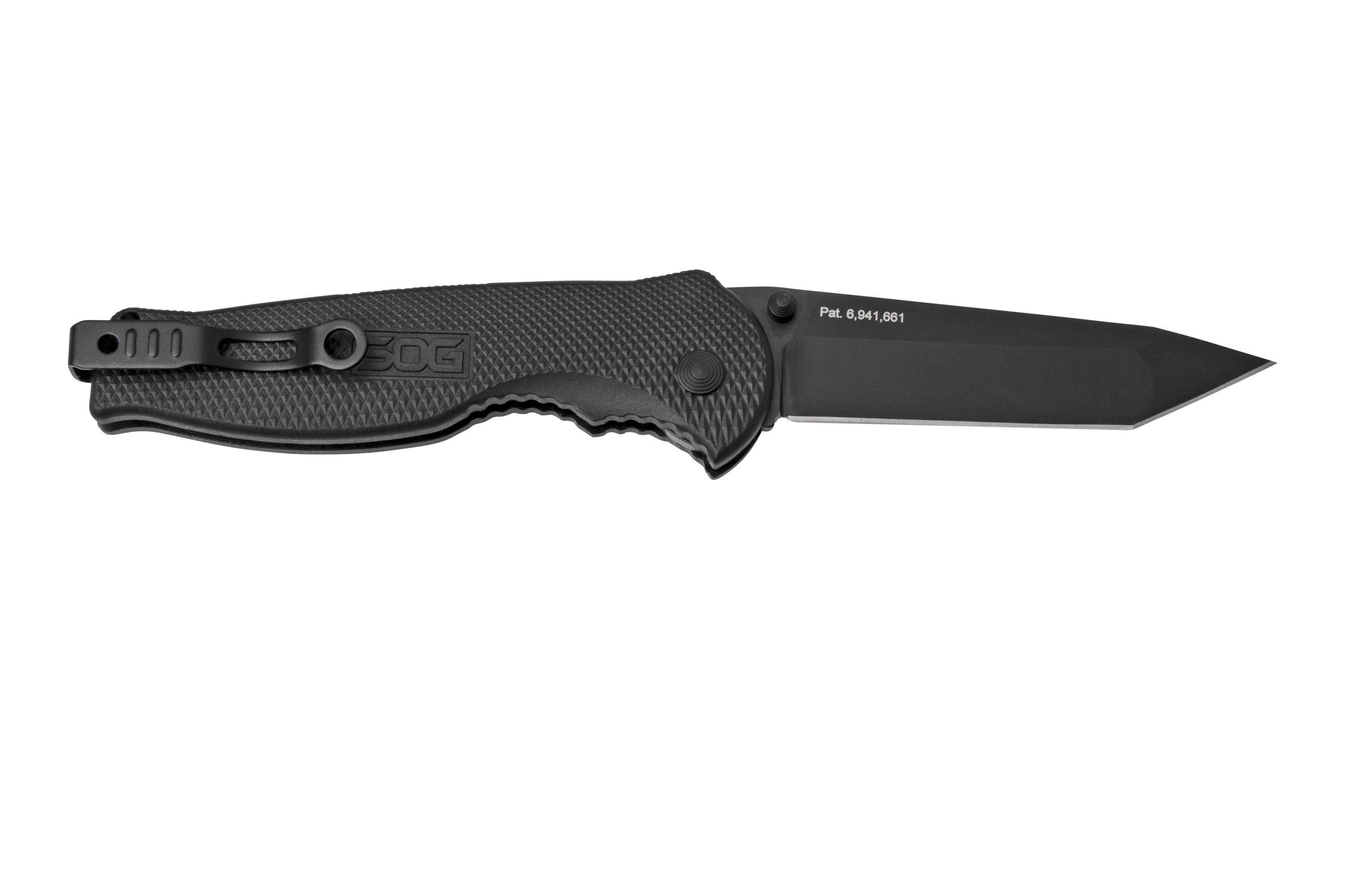 SOG Flash II - Tanto Black TFSAT8-CP pocket knife | Advantageously ...