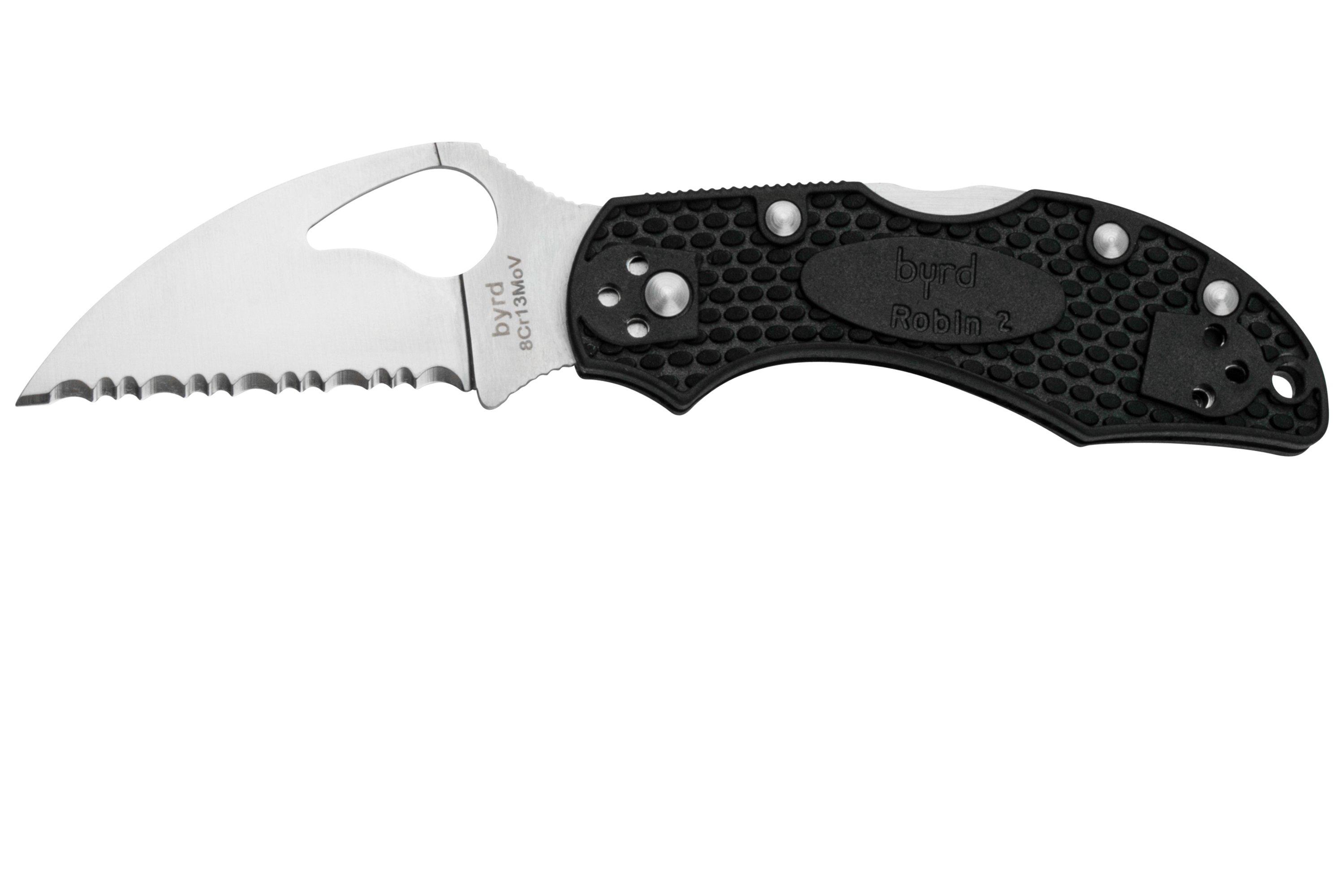 Spyderco Byrd Robin 2 Wharncliffe BY10SBKWC2 serrated pocket knife ...
