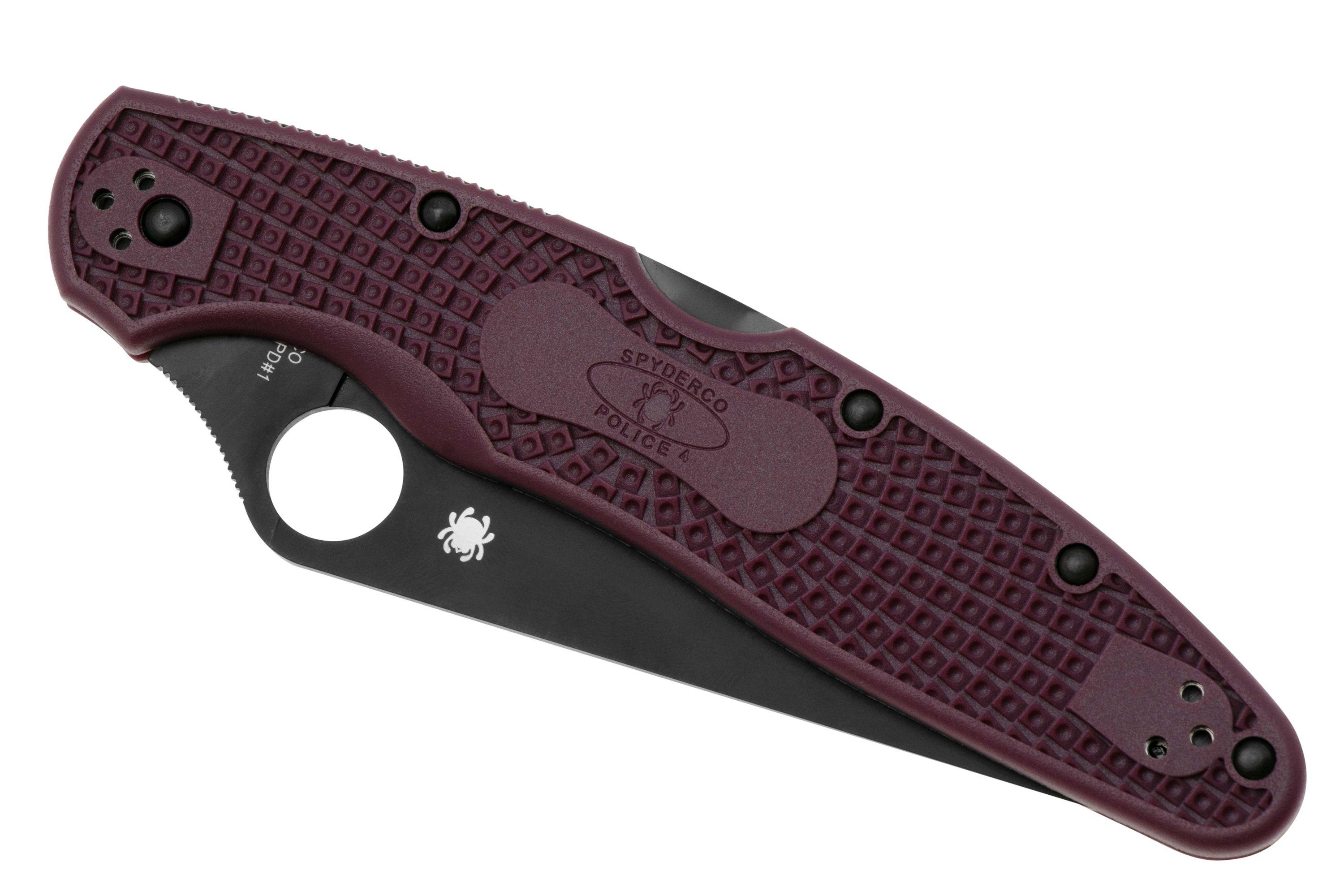 Spyderco Police 4 Lightweight Micro-Melt PD#1 C07BGBKP4 Burgundy ...