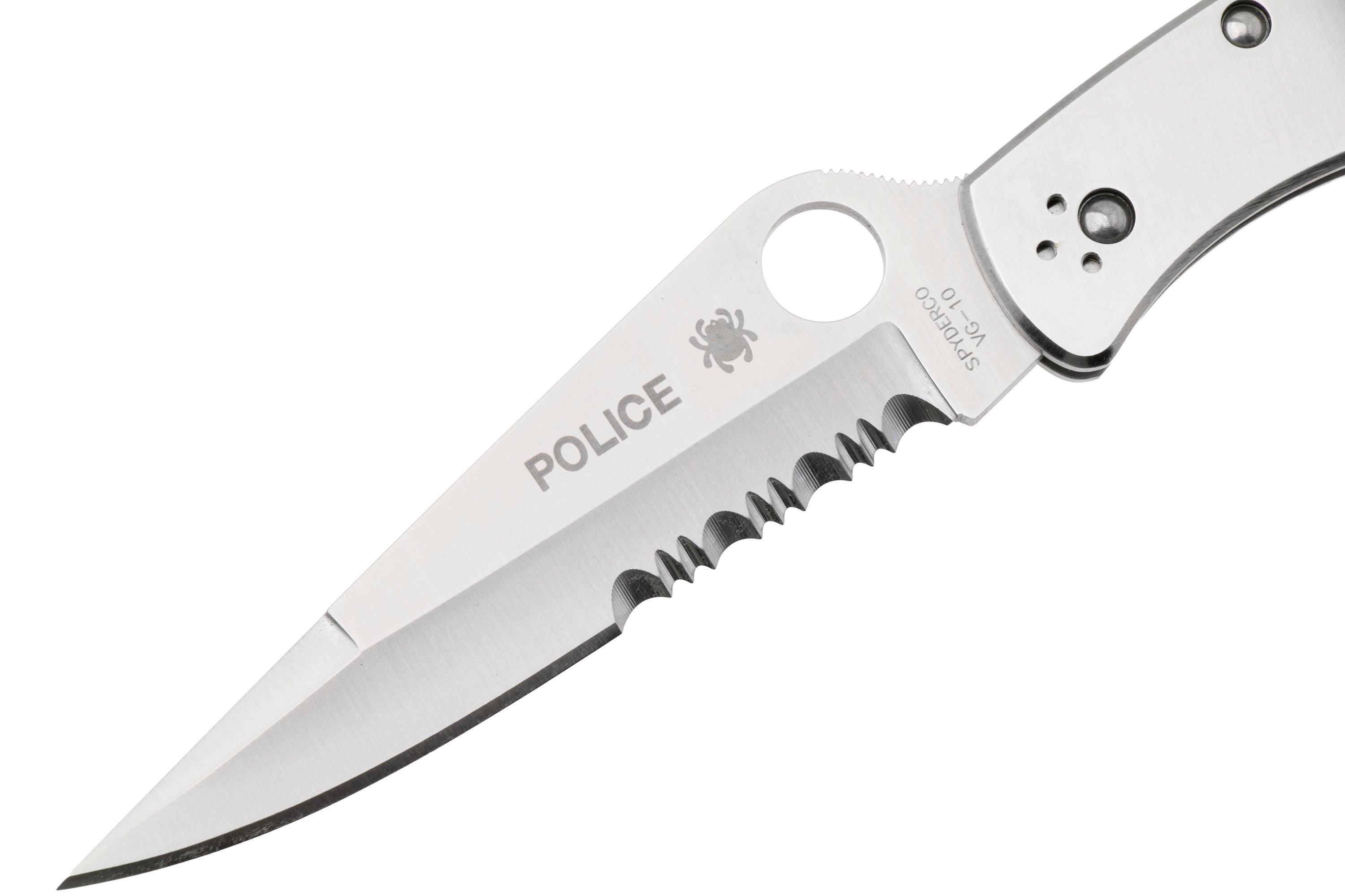 Spyderco C07 Police partly serrated, stainless | Advantageously ...
