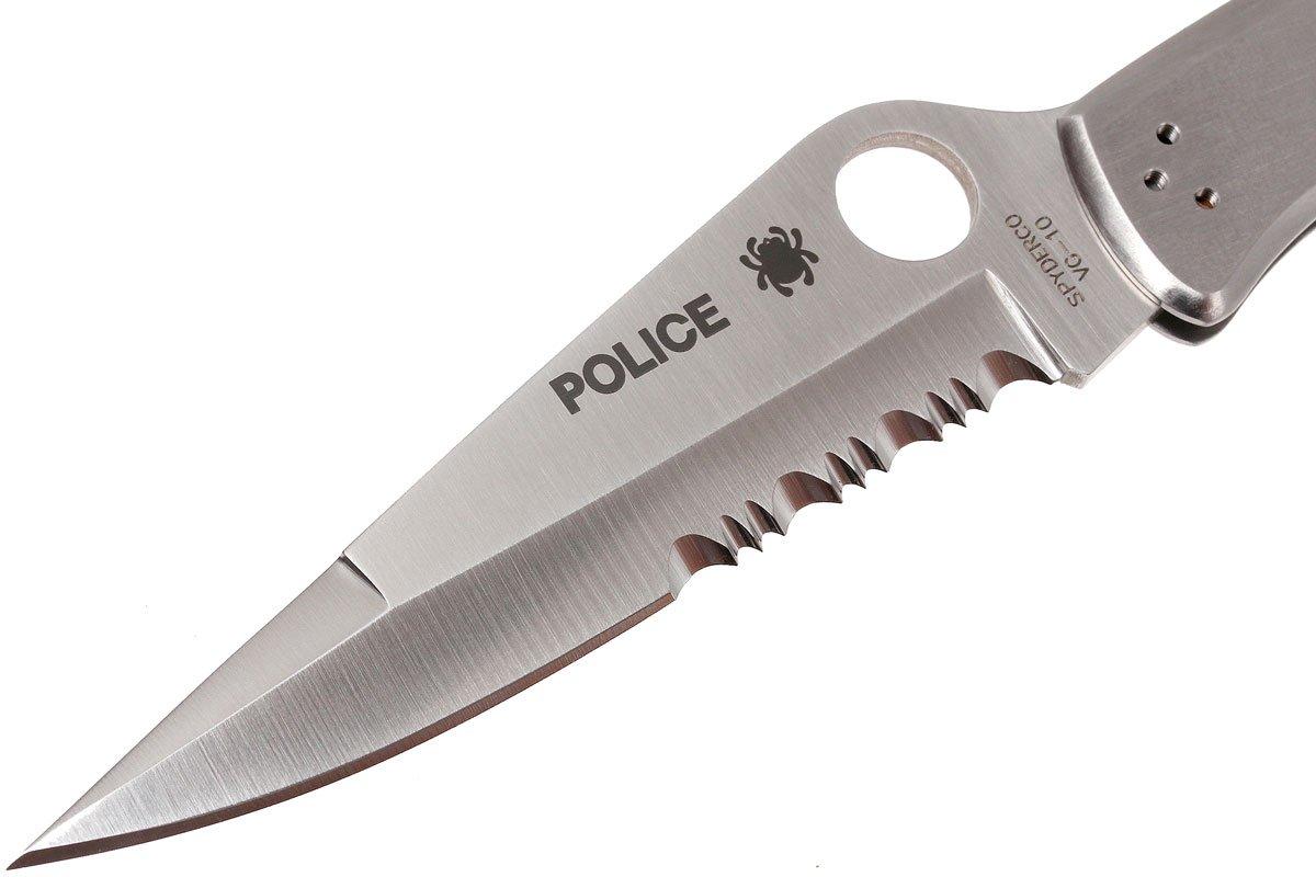 Spyderco C07 Police partly serrated, stainless | Advantageously ...