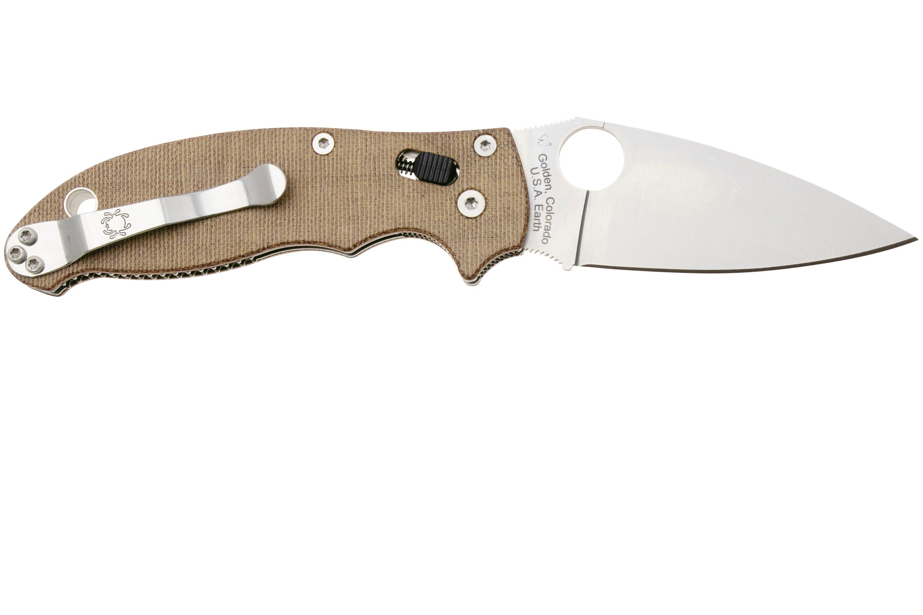 Spyderco Manix 2 CPM Cru-Wear C101MPCW2 Brown Canvas Micarta pocket ...