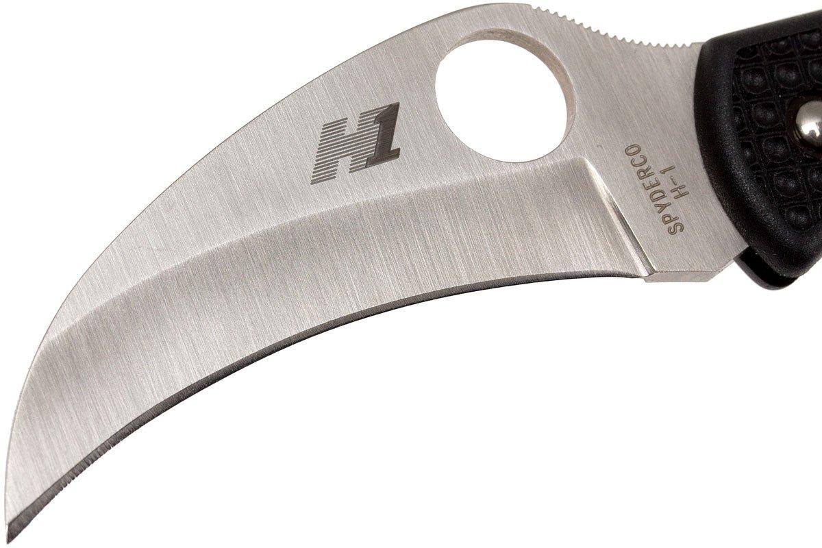 Spyderco Tasman Salt H1 black, plain edge C106PBK pocket knife ...