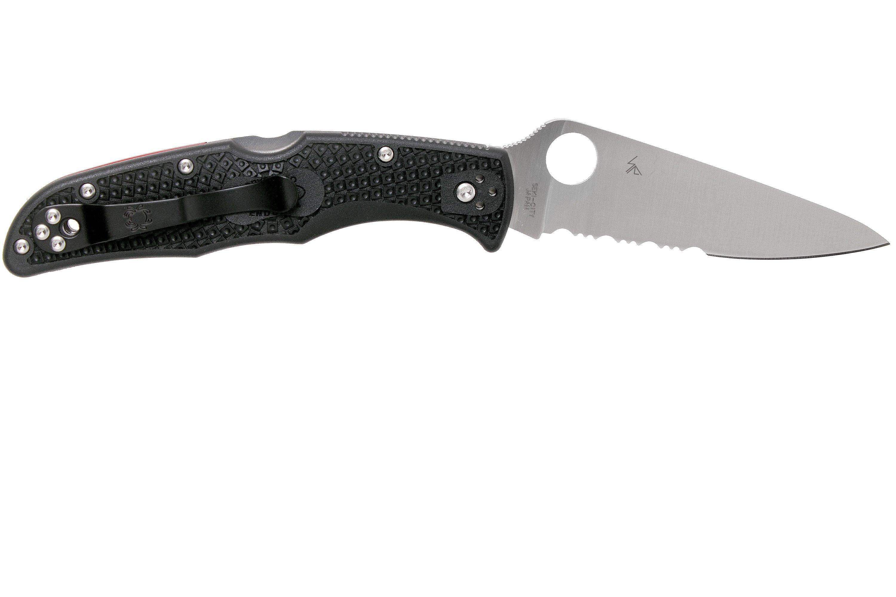 Spyderco Endura 4 Thin Red Line C10FPSBKRD partly serrated zakmes ...