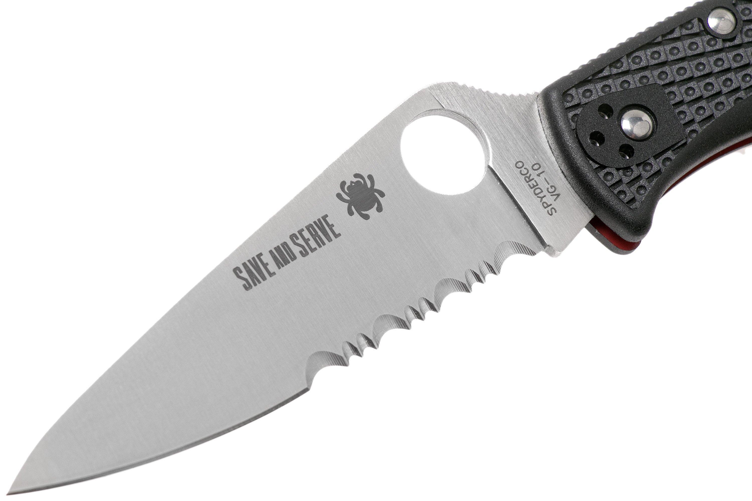 Spyderco Endura 4 Thin Red Line C10FPSBKRD partly serrated zakmes ...